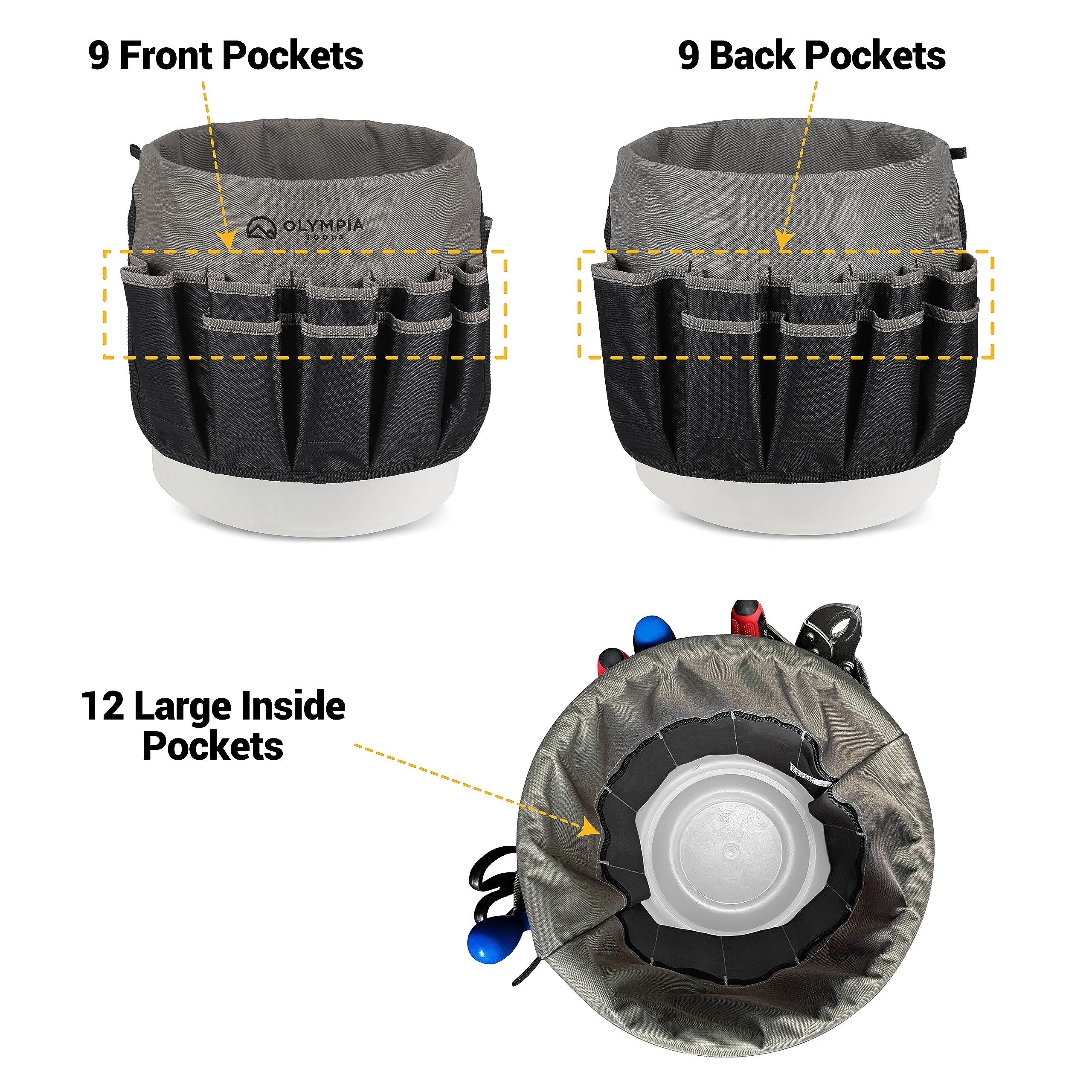 Snapklik.com : Olympia Tools Bucket 18 In., 5 Gallon Tool Bucket Organizer