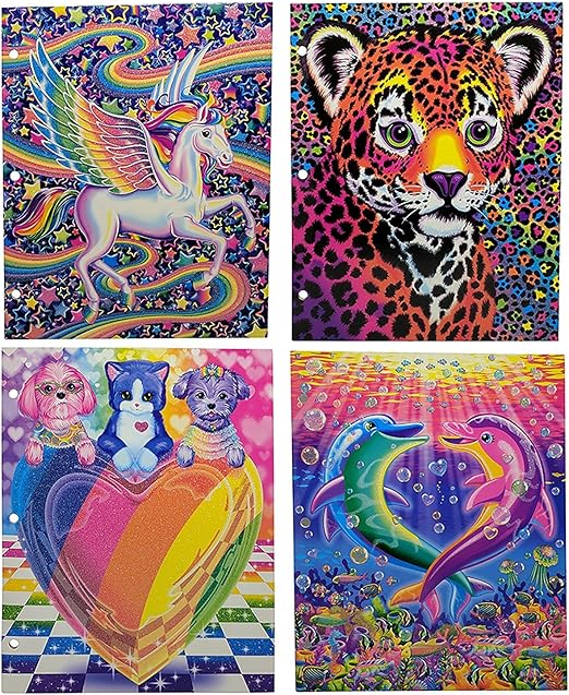 Amazon.com : Lisa Frank 2 Pocket Glitter Folders Assorted Designs ...