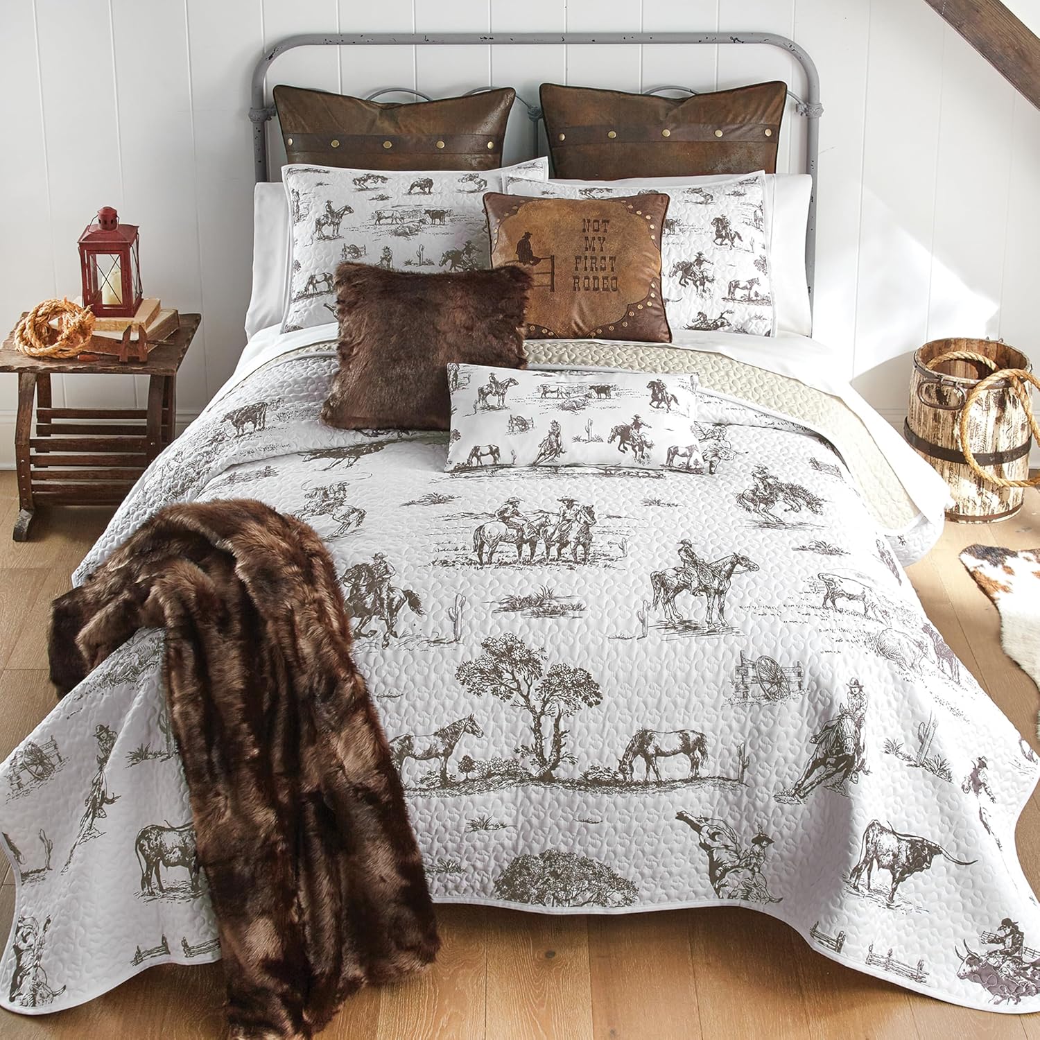 Amazon.com: BLACK FOREST DECOR Cowboy Ranch Twin Quilt Set ...
