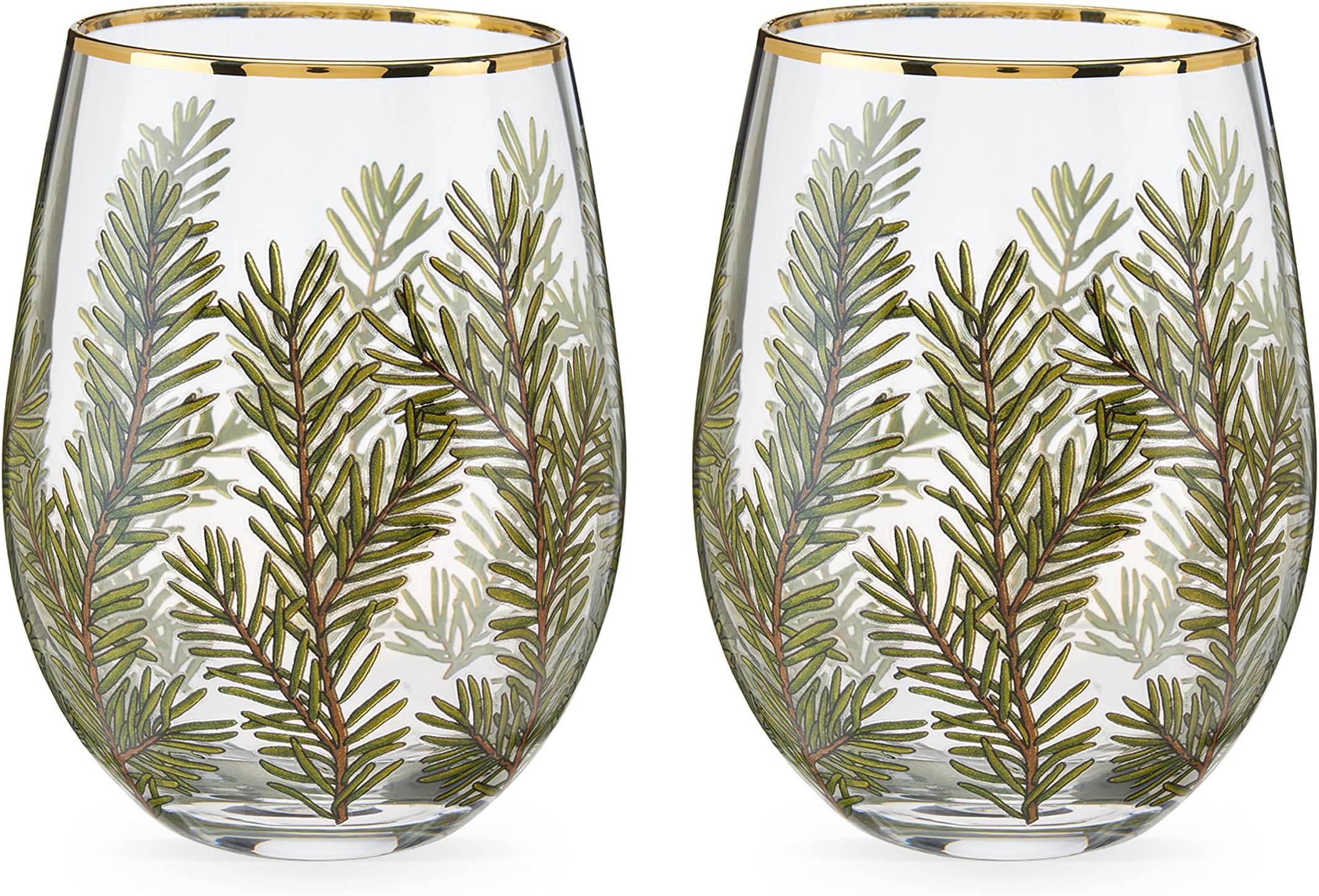 Amazon.com | Spode Christmas Tree 19oz Stemless Wine Glasses, Set of 4 ...