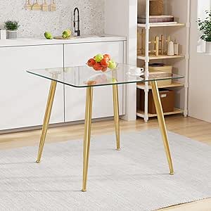 Amazon.com - Glass Dining Table for 4 with 36 inch Clear Tempered Glass ...