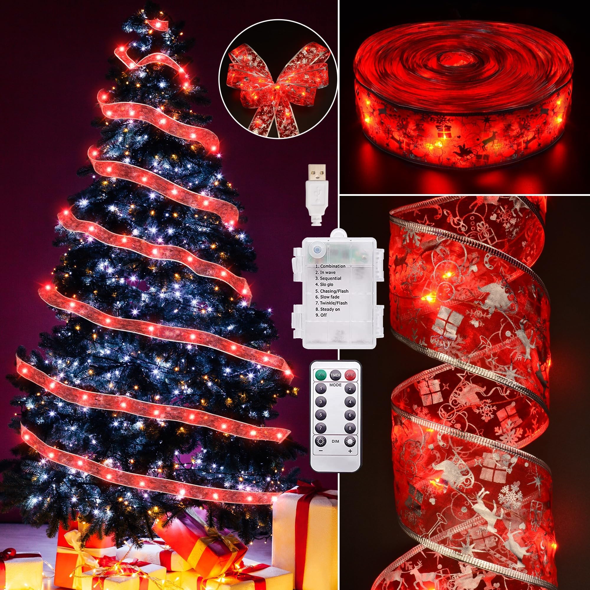 Amazon.com: Christmas Decorations - 2.5Inch x 66Ft 200 Led Christmas ...