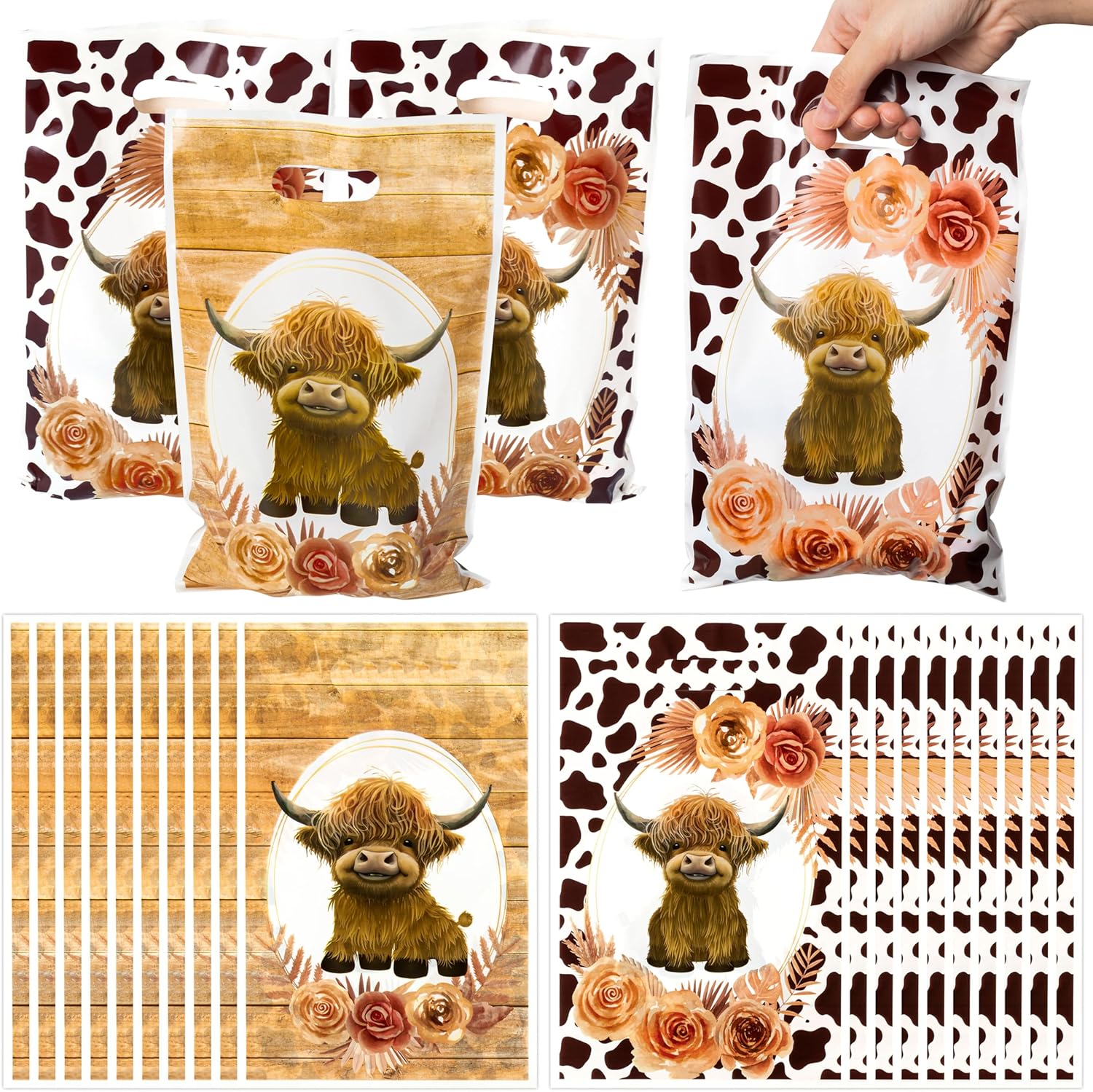 Amazon.com: 50Pcs Highland Cow Party Favor Bag Highland Cattle Party ...