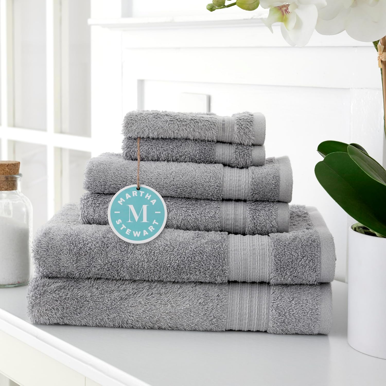 Amazon.com: MARTHA STEWART Egyptian Cotton Bath Towels Set - 6 Piece, 2 ...