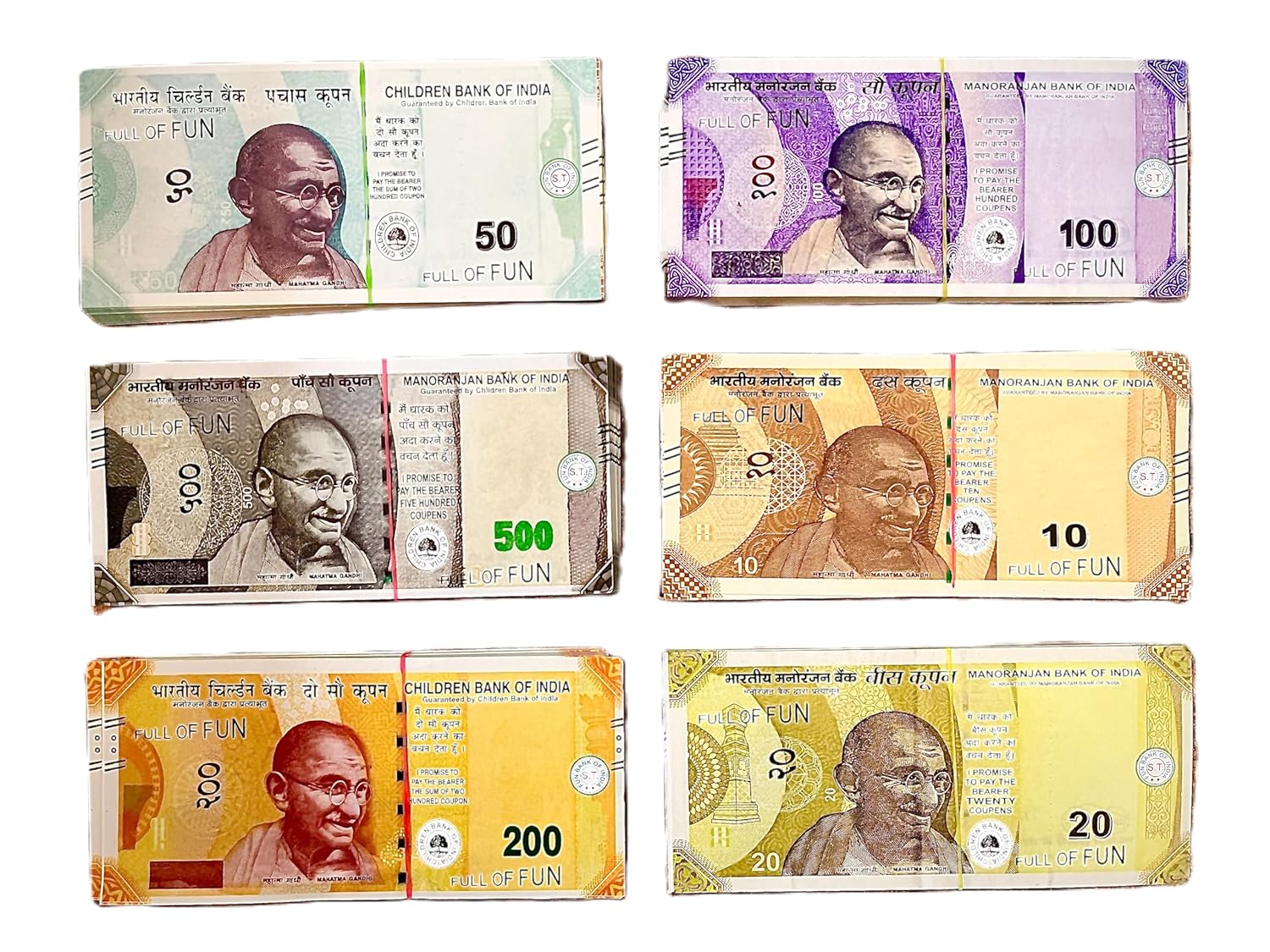 SillyMe Dummy Notes Currency of 6 Domination (600 Notes), Money Toy for ...