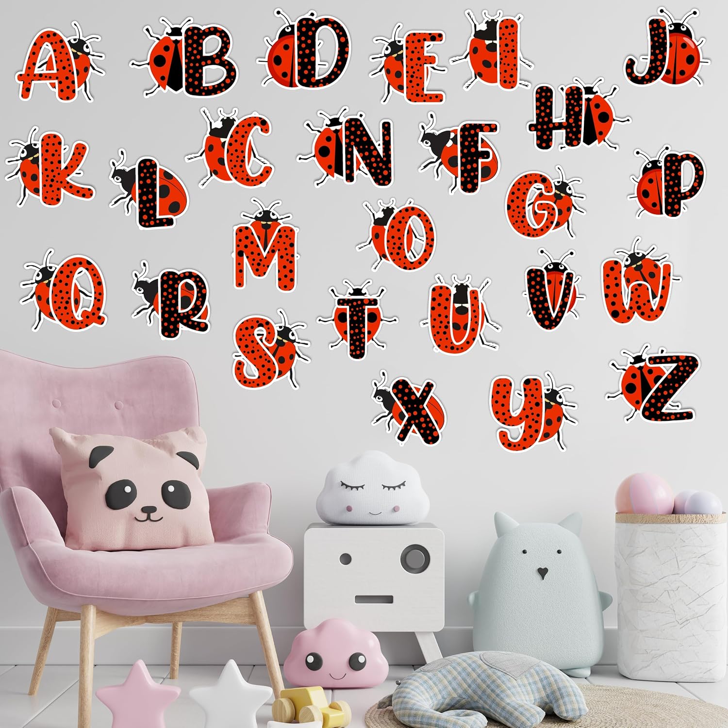Amazon.com: Ladybug Alphabet Wall Sticker A–Z Letters Wall Décor Set ...
