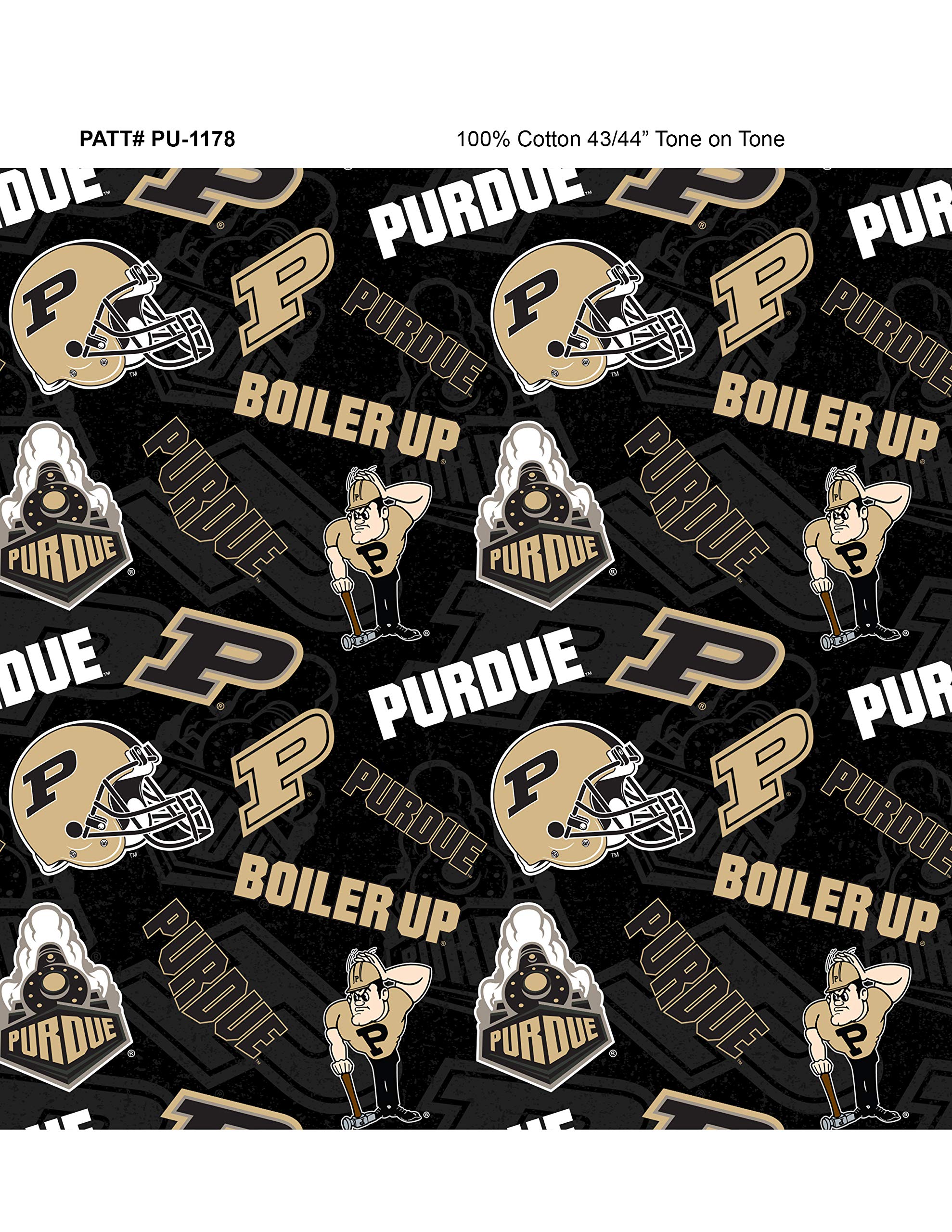 Amazon.com: Purdue University Cotton Fabric with New Tone ON Tone ...