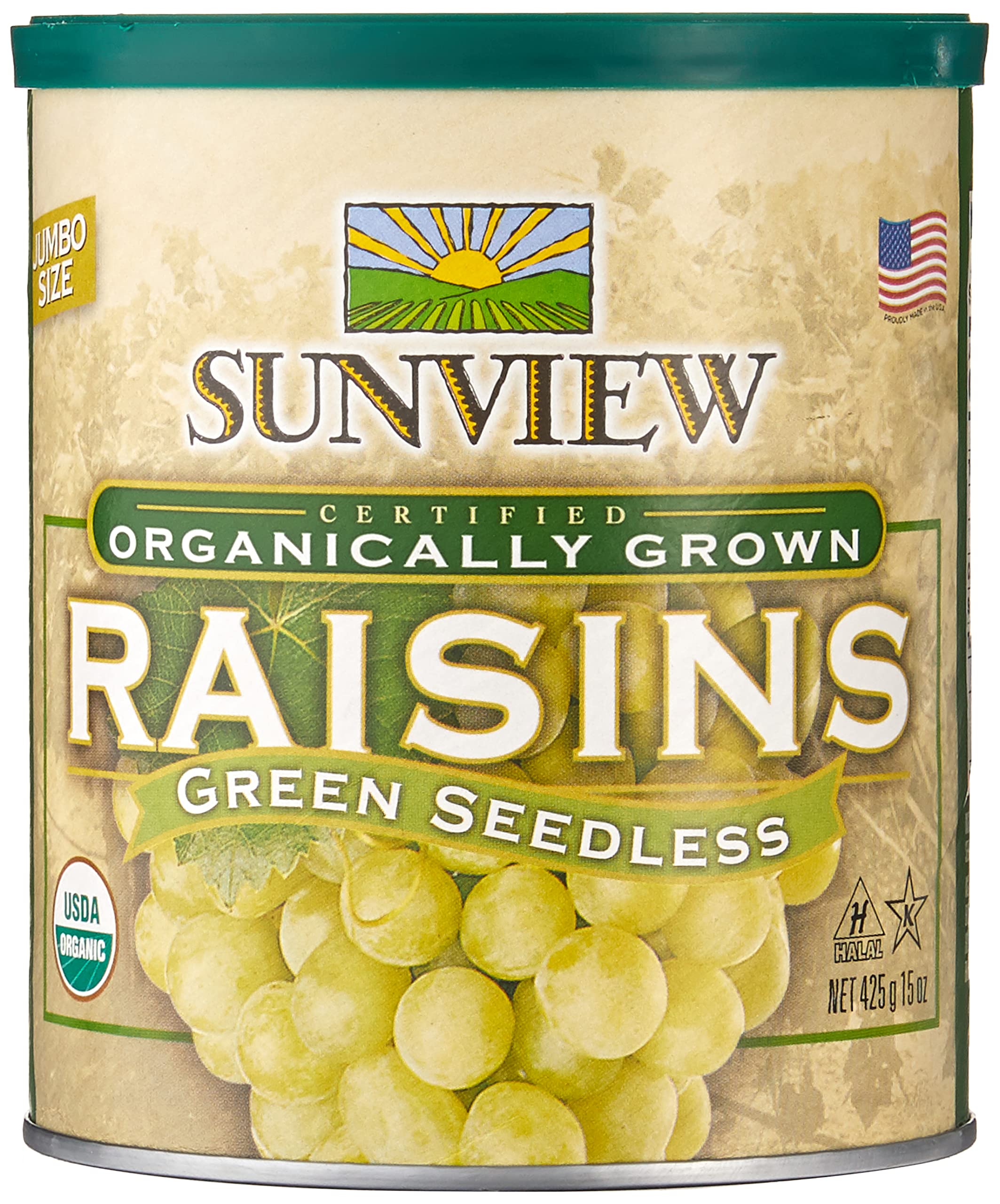 Amazon.com: Sunview Organic Green Raisins - 3 15 Oz. Canisters ...