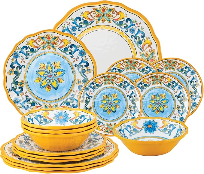 Amazon.com | UPware 16 Piece Chianti Melamine Dinnerware Sets, Outdoor ...