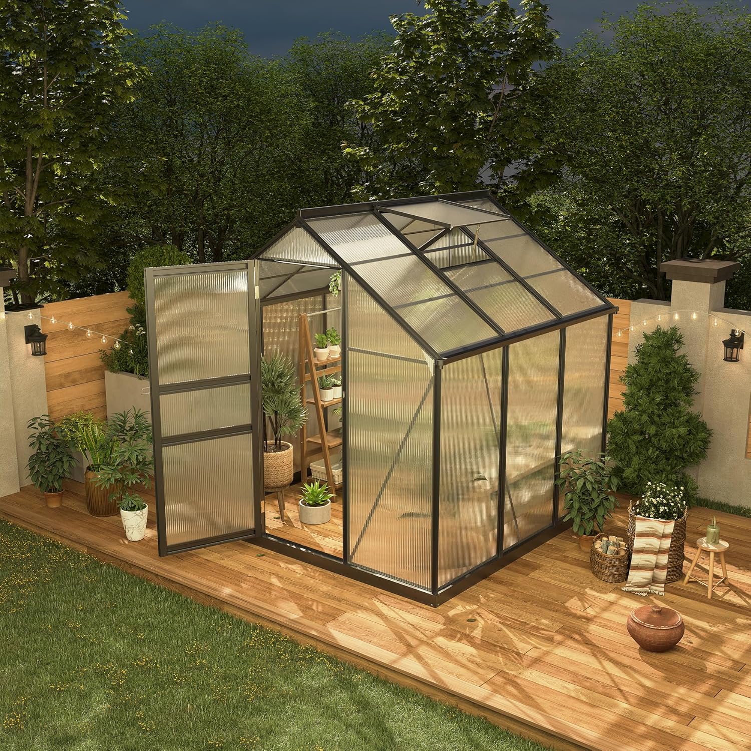 Amazon.com : 6x6 FT Greenhouses for Outdoors, Polycarbonate Walk-in ...