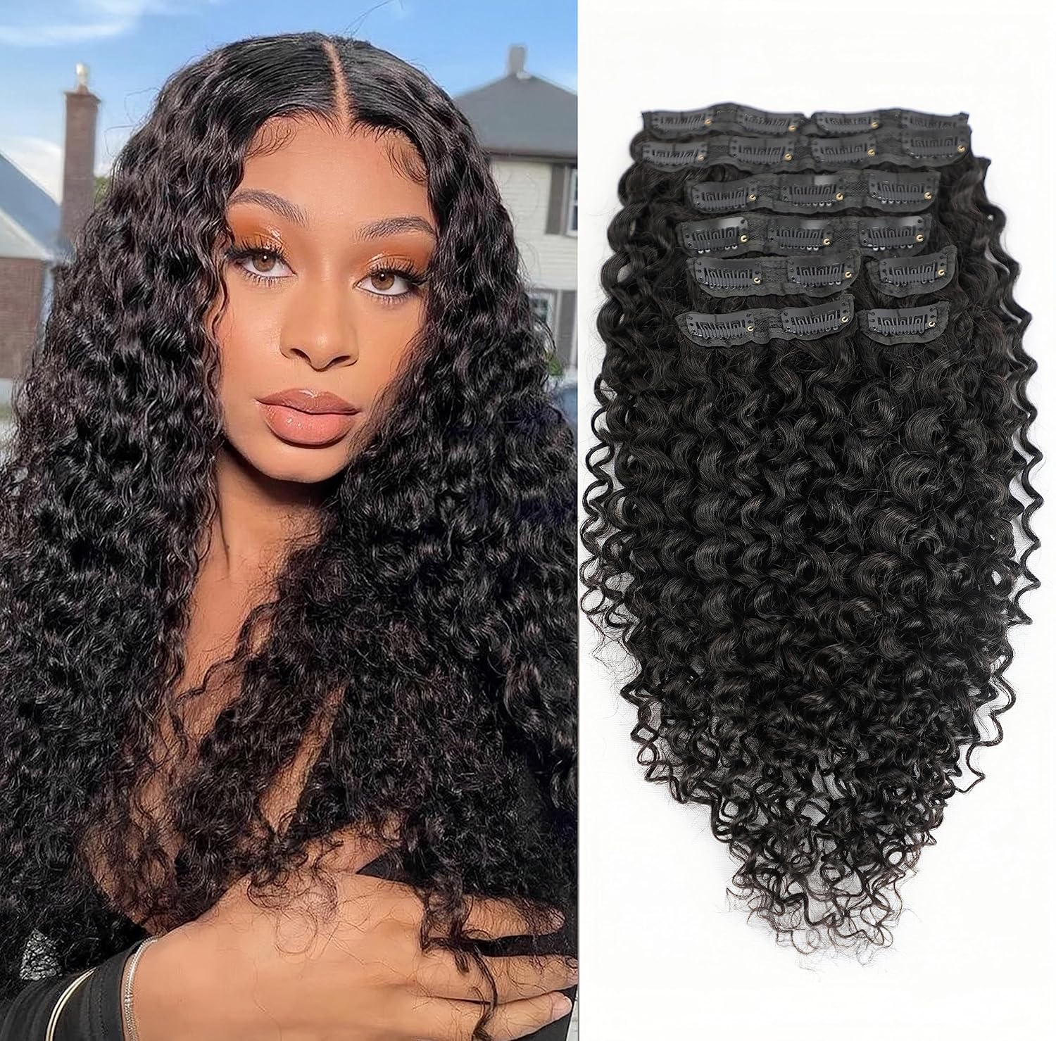 Amazon.com : Zormsert Curly Clip in Hair Extensions Real Human Hair ...