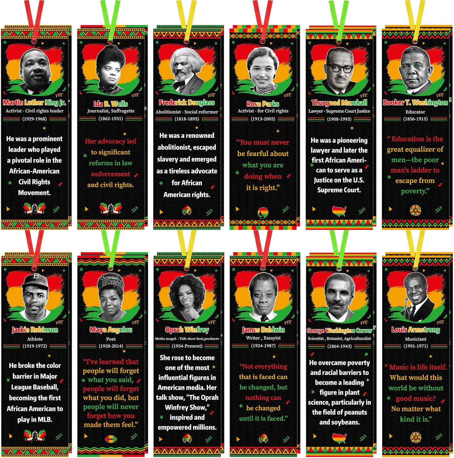 Amazon.com: Black History Month Bookmarks Party Favors, Black History ...