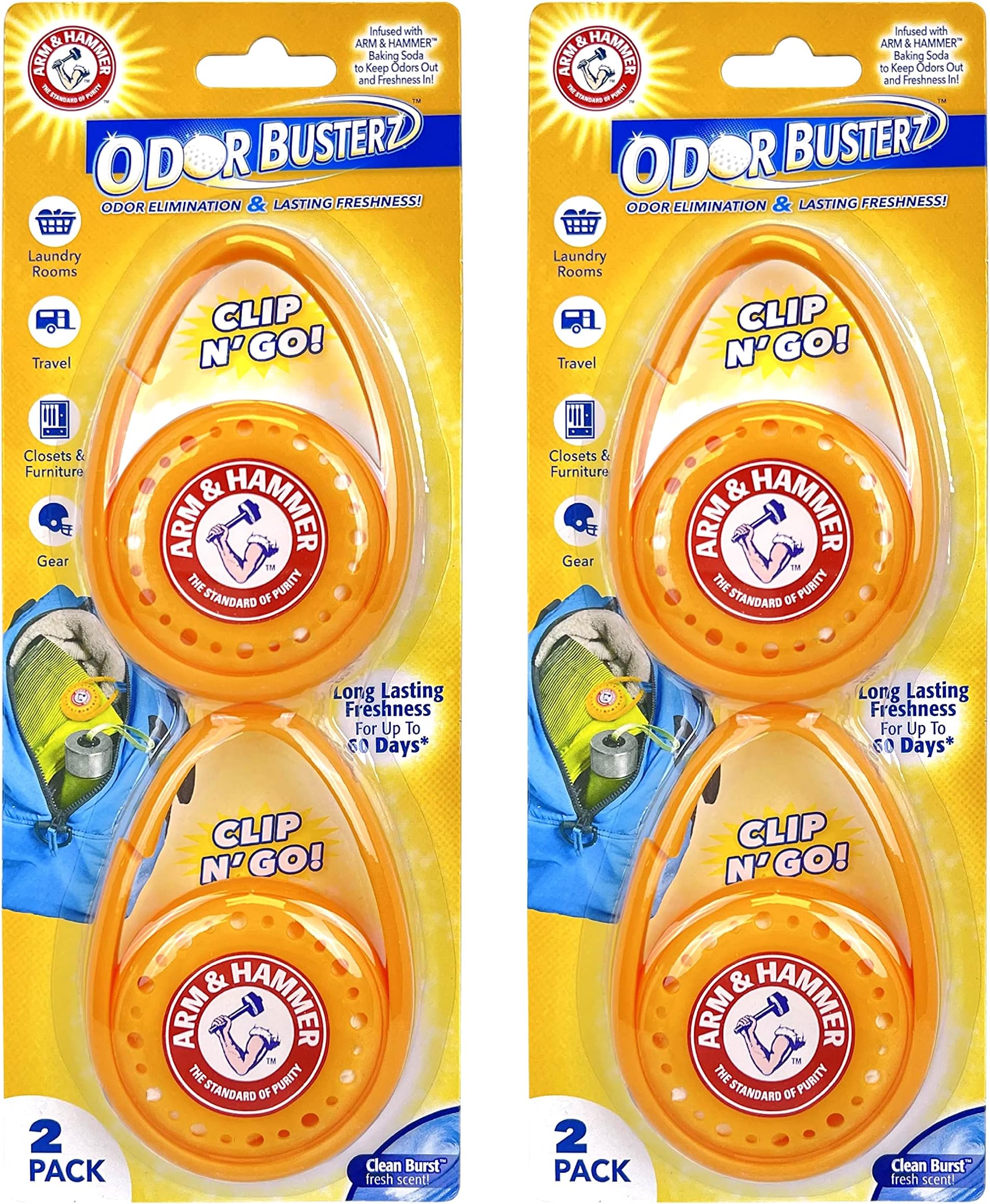 Arm & Hammer Odor Busterz Clip N Go, 4 Count Deodorizer : Amazon.ca: Home