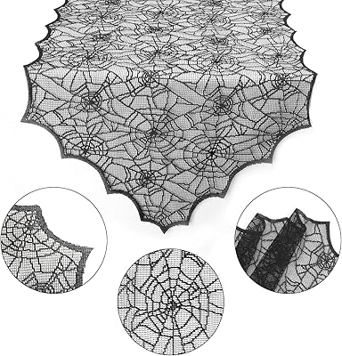 Amazon.com: Halloween Table Runner, Black Lace Spider Web Table Runner ...