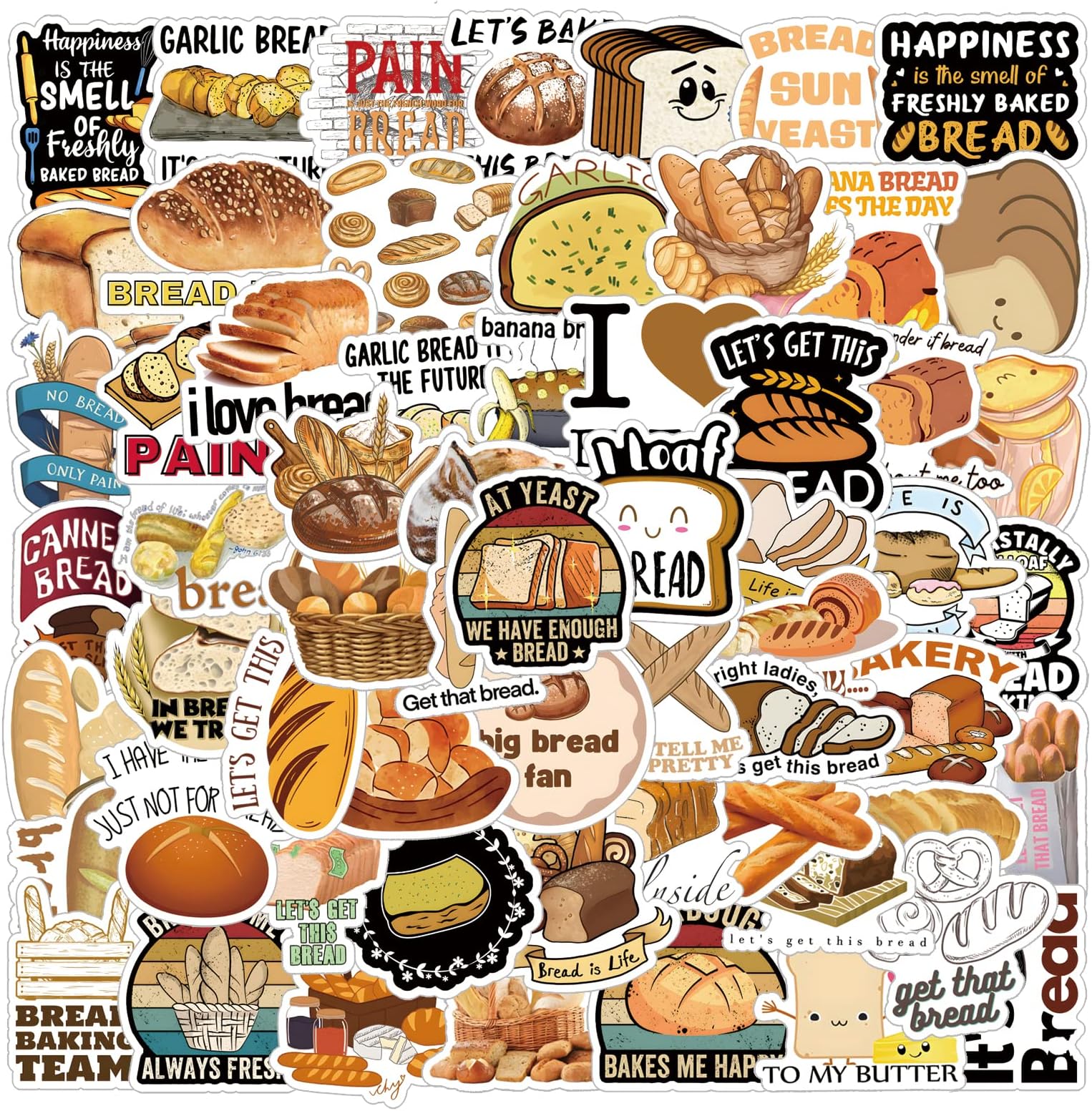 Amazon.com: 1000Pcs Bread Cat Roll Sticker, 2 Roll Bread Cat Stickers ...