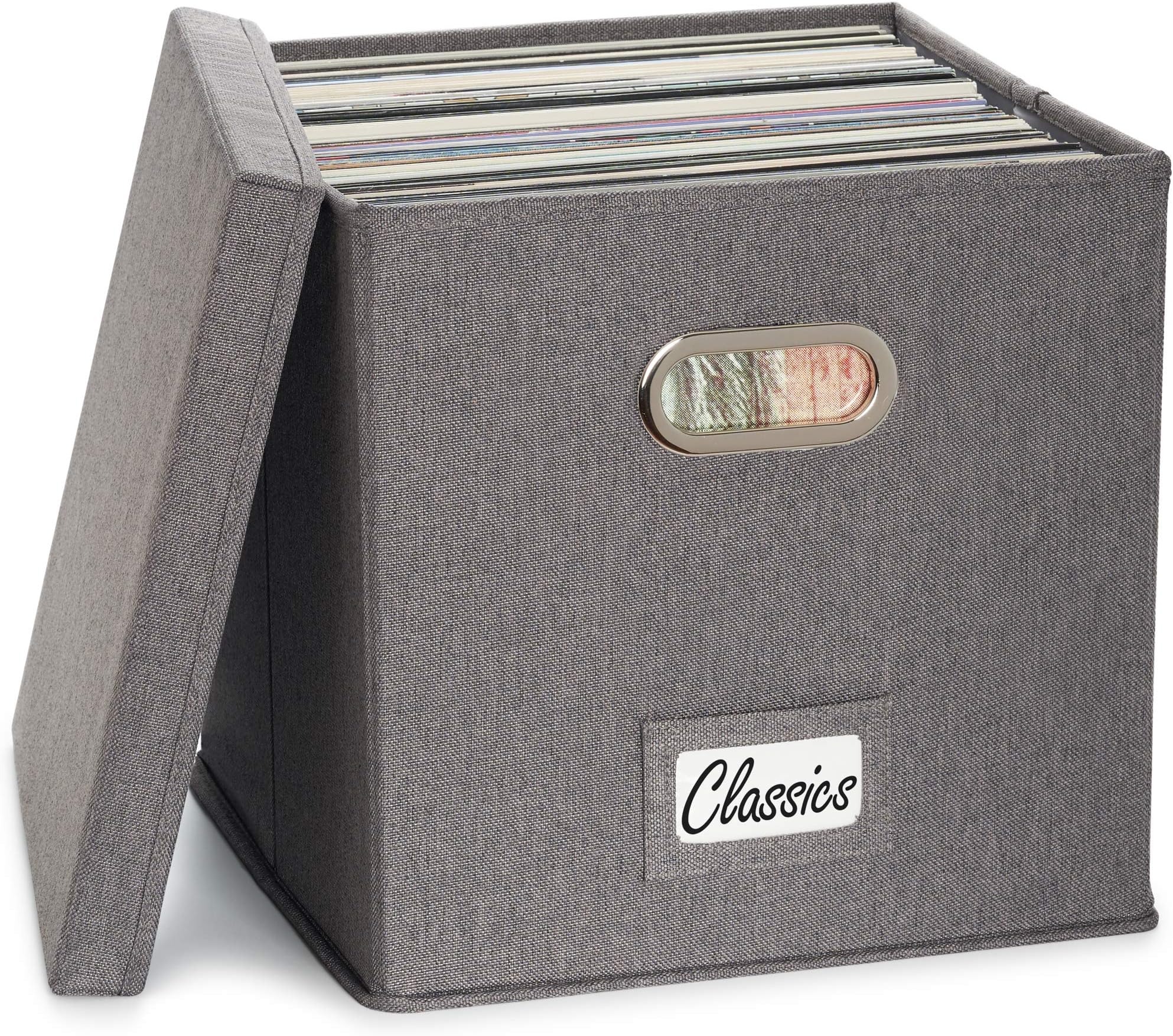 Amazon.com: ZICOTO Decorative Vinyl Record Storage Box for 50+ Single ...
