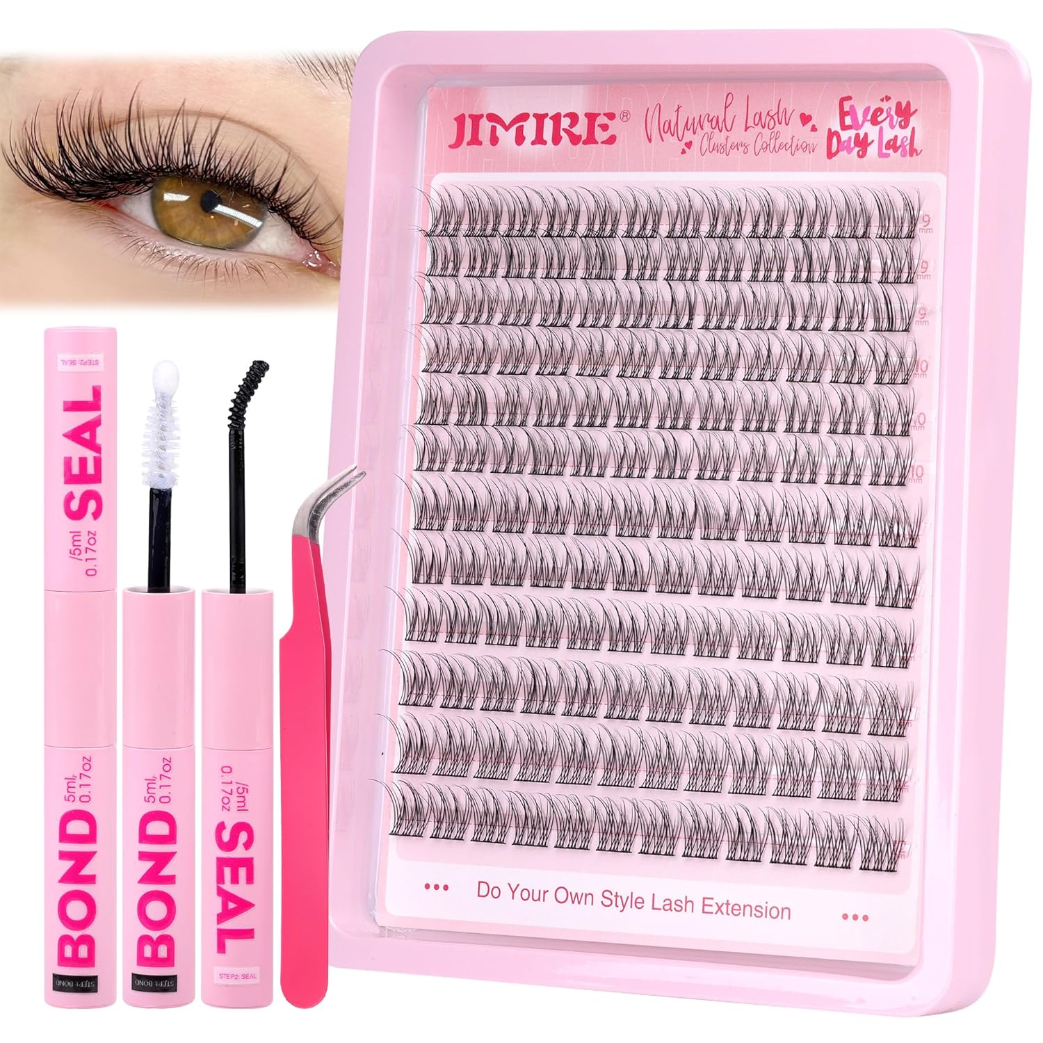 Amazon.com: JIMIRE Natural Lash Extension Kit Wispy 9-12MM Lash ...