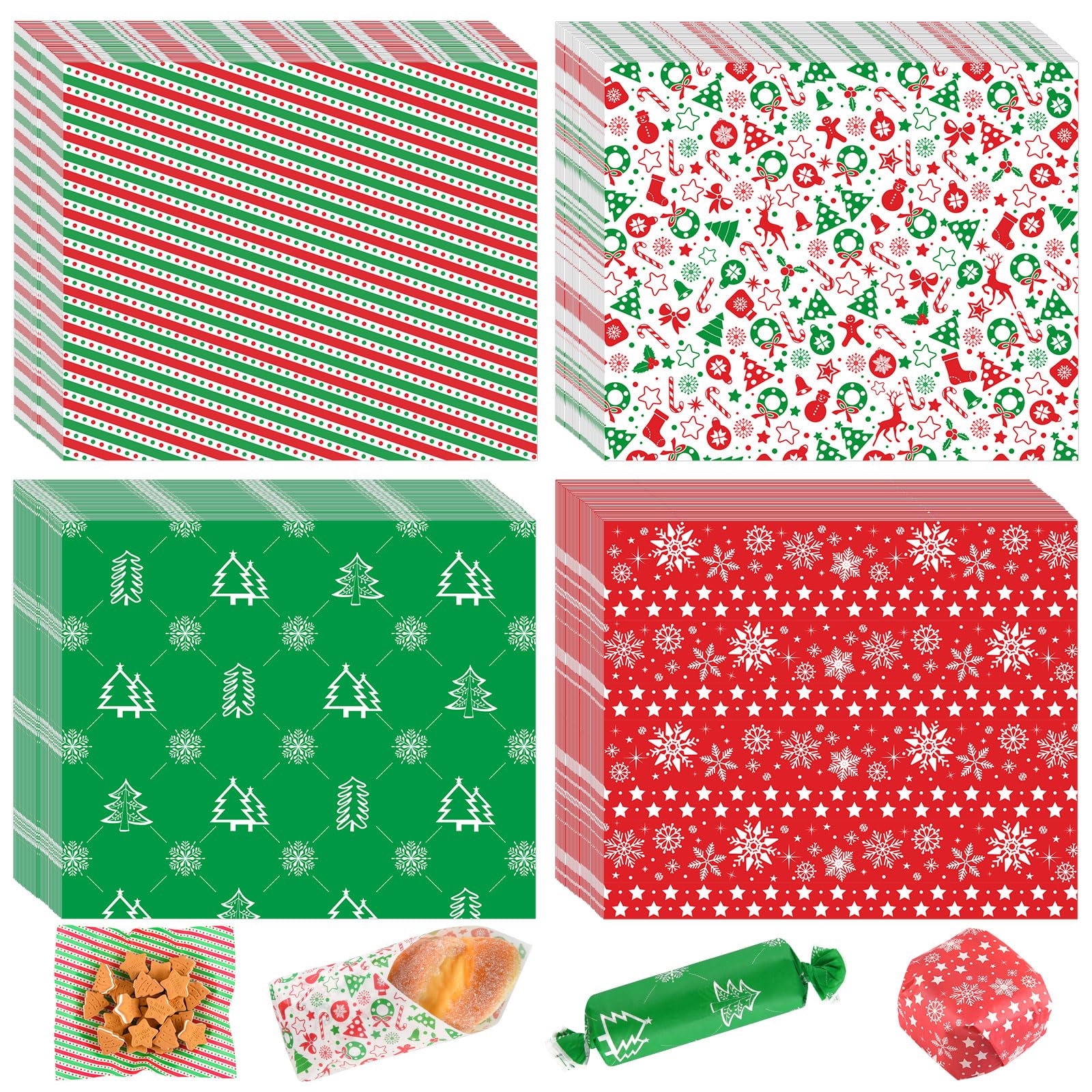 Snapklik.com : 160 Pcs Christmas Wax Paper For Food Sandwich Wrapping ...