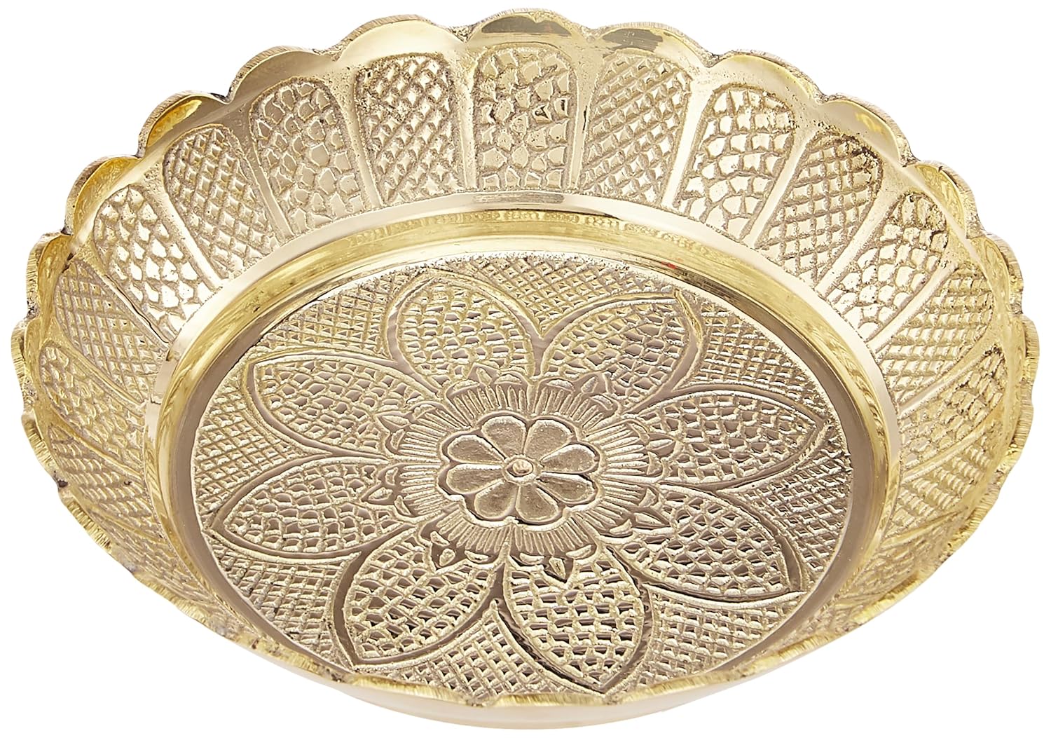 Amazon Brand - Solimo Puja Round Thali/Bhog Thali For Worship, Flower ...