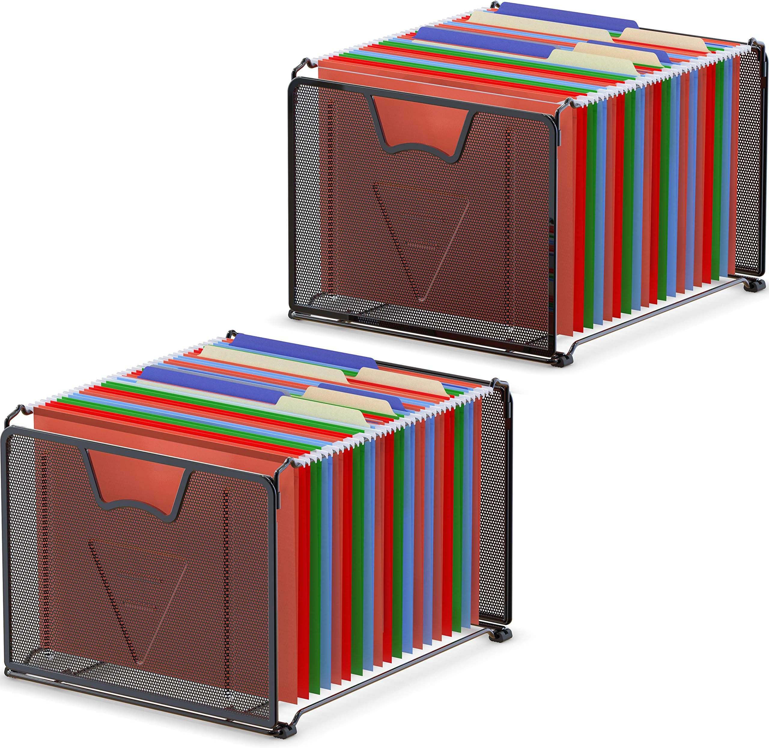 Simple Houseware Mesh Hanging File Folder Organizer, 2 Packs, Black ...