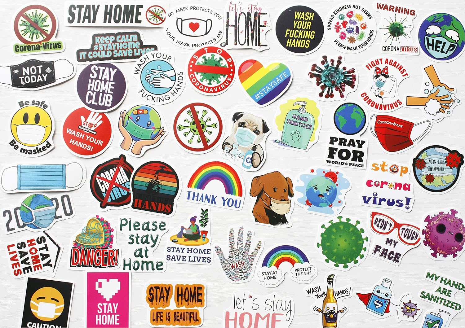 50Pcs Prank Decals Viruses Stickers Funny Hardhat Helmets Face Mask ...