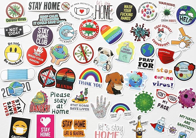 Amazon.com: 50Pcs Prank Decals Viruses Stickers Funny Hardhat Helmets ...