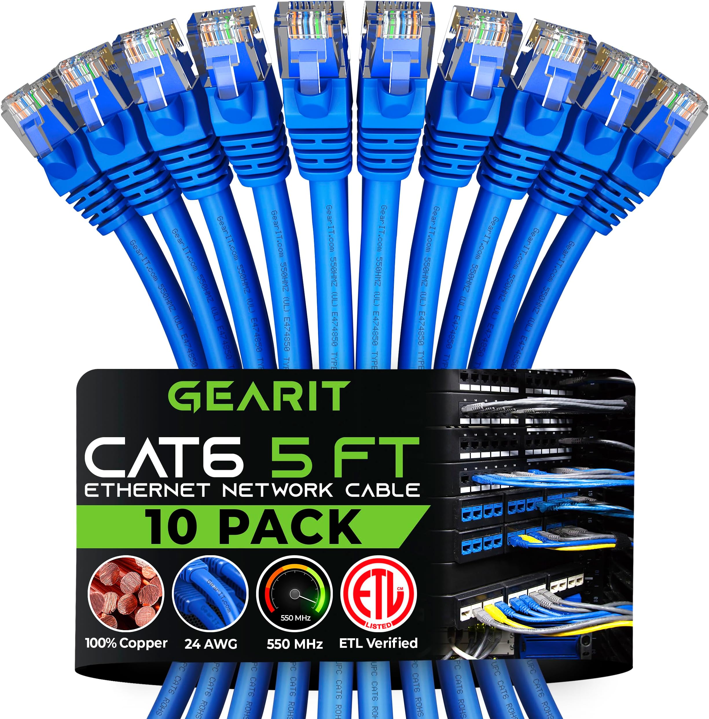 Amazon.com: Cat 6 Ethernet Cable 1.5 FT 6 Pack, Cat6 RJ45 Ethernet ...