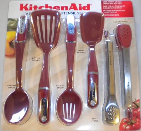 Amazon.com: KitchenAid Cooks 6-piece Culinary Utensil Set (Red - Pack ...