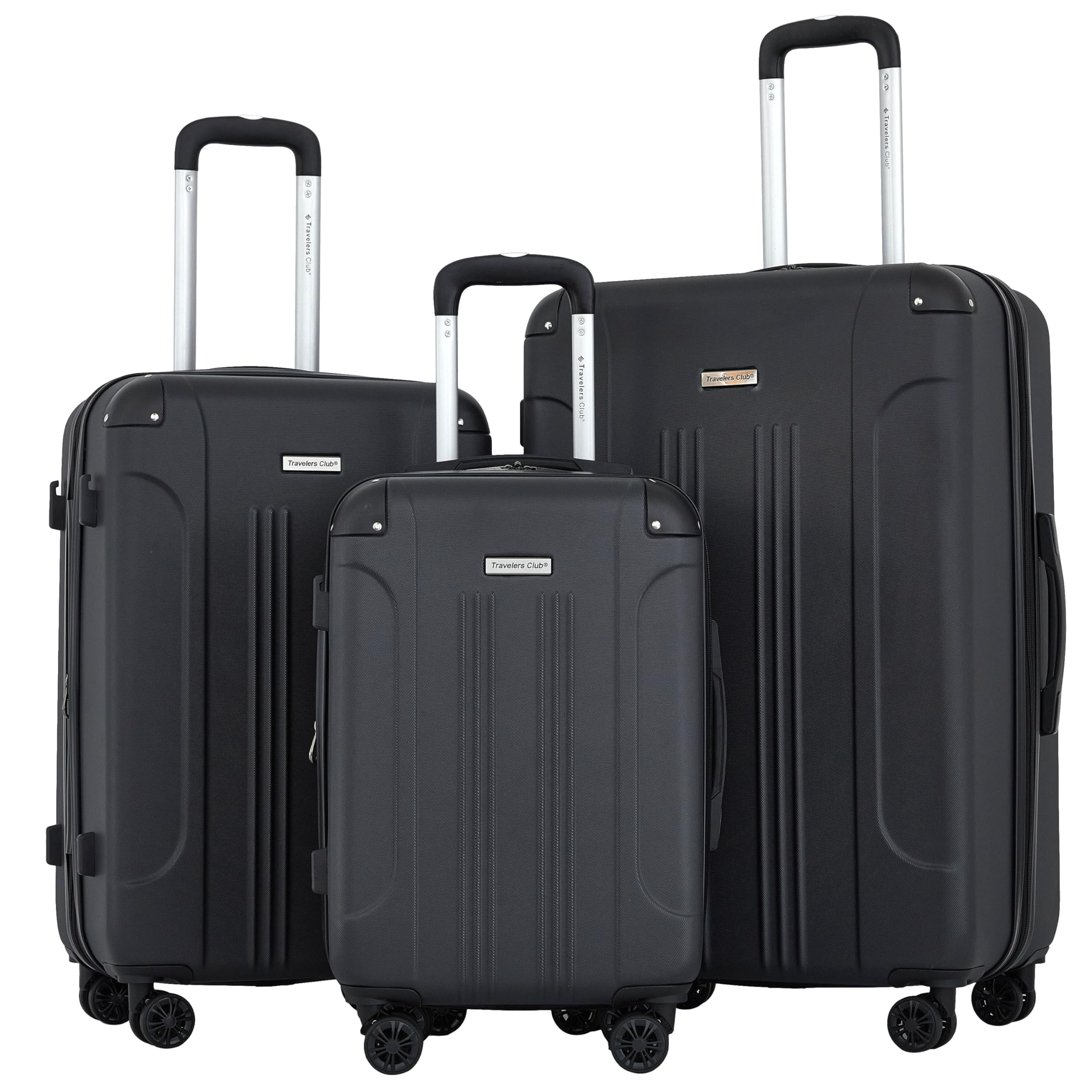 Amazon.com | Travelers Club Chicago Plus Hardside Luggage, Black, 3 ...
