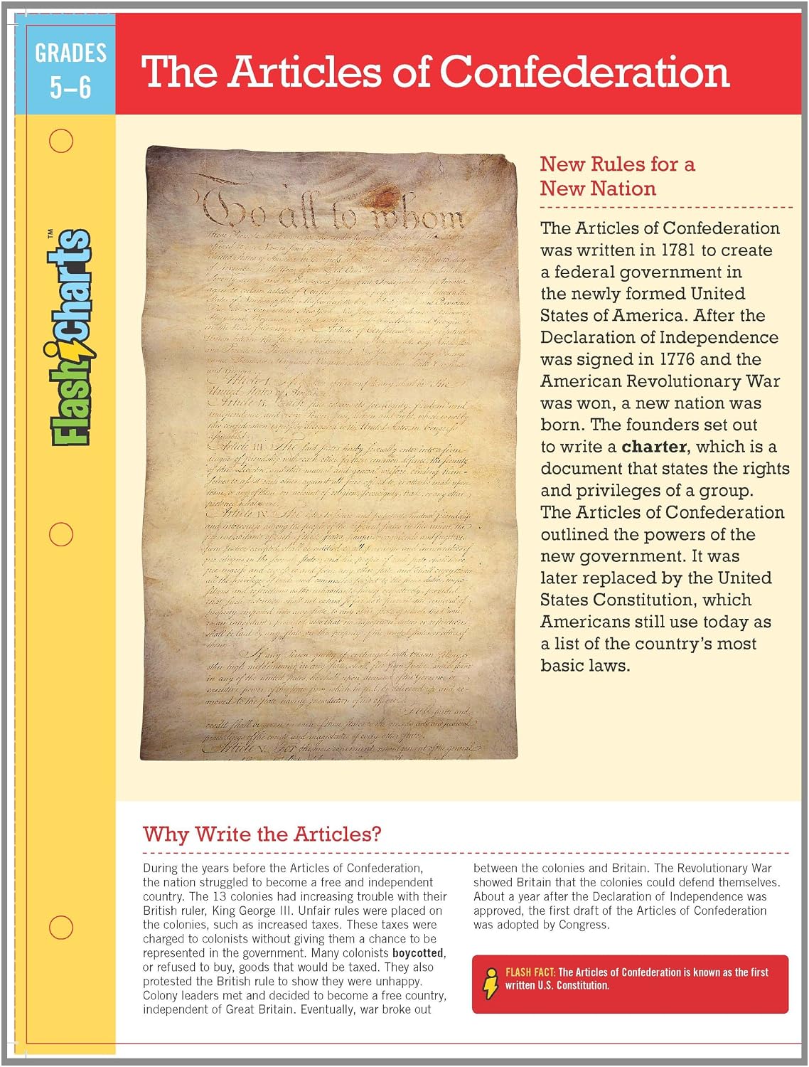 Flashcharts The Articles of Confederation, Grades 5 - 6 : Furgang ...