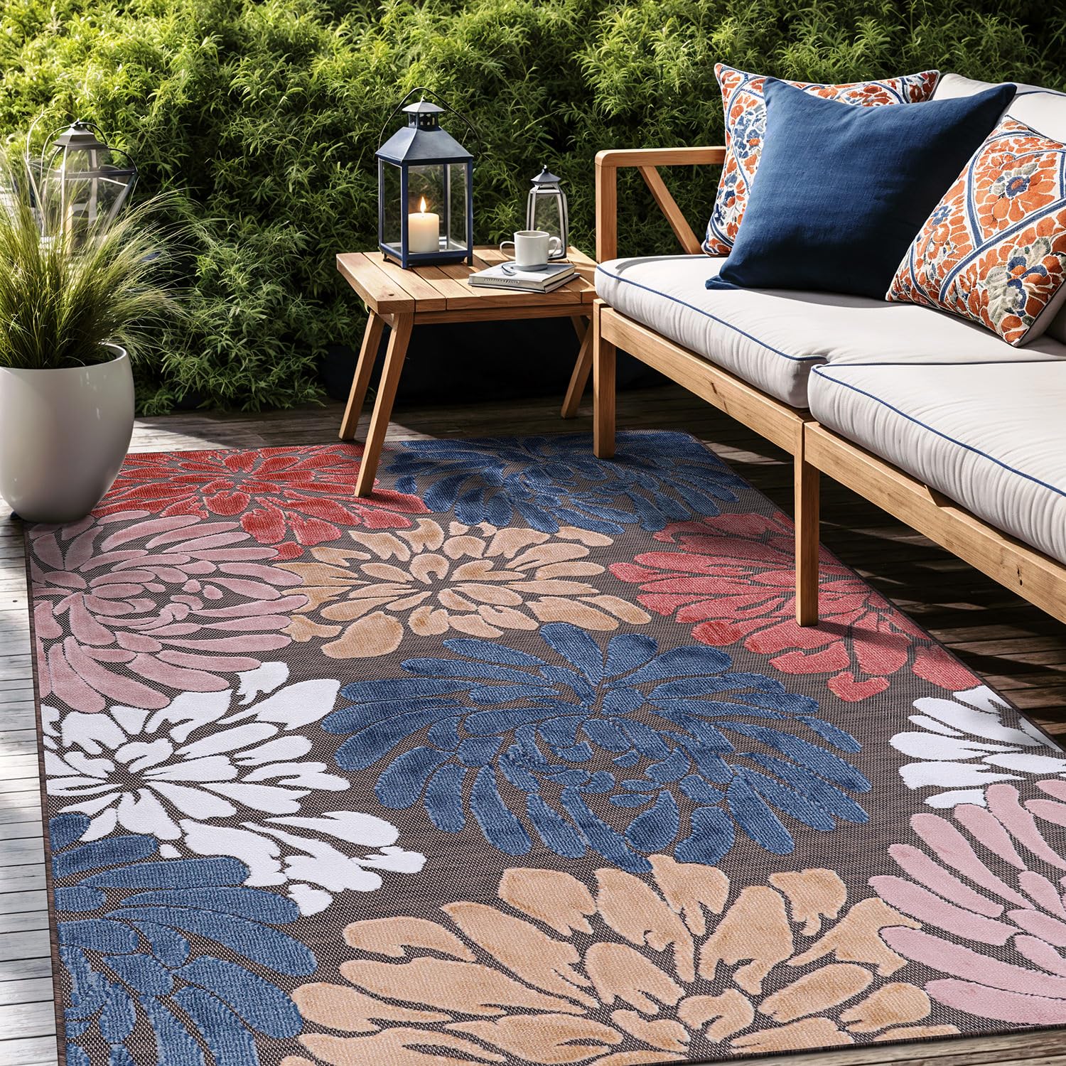 Amazon.com: LuuL Home Floral Indoor Outdoor Rugs 5x7 Large Area Rug for ...