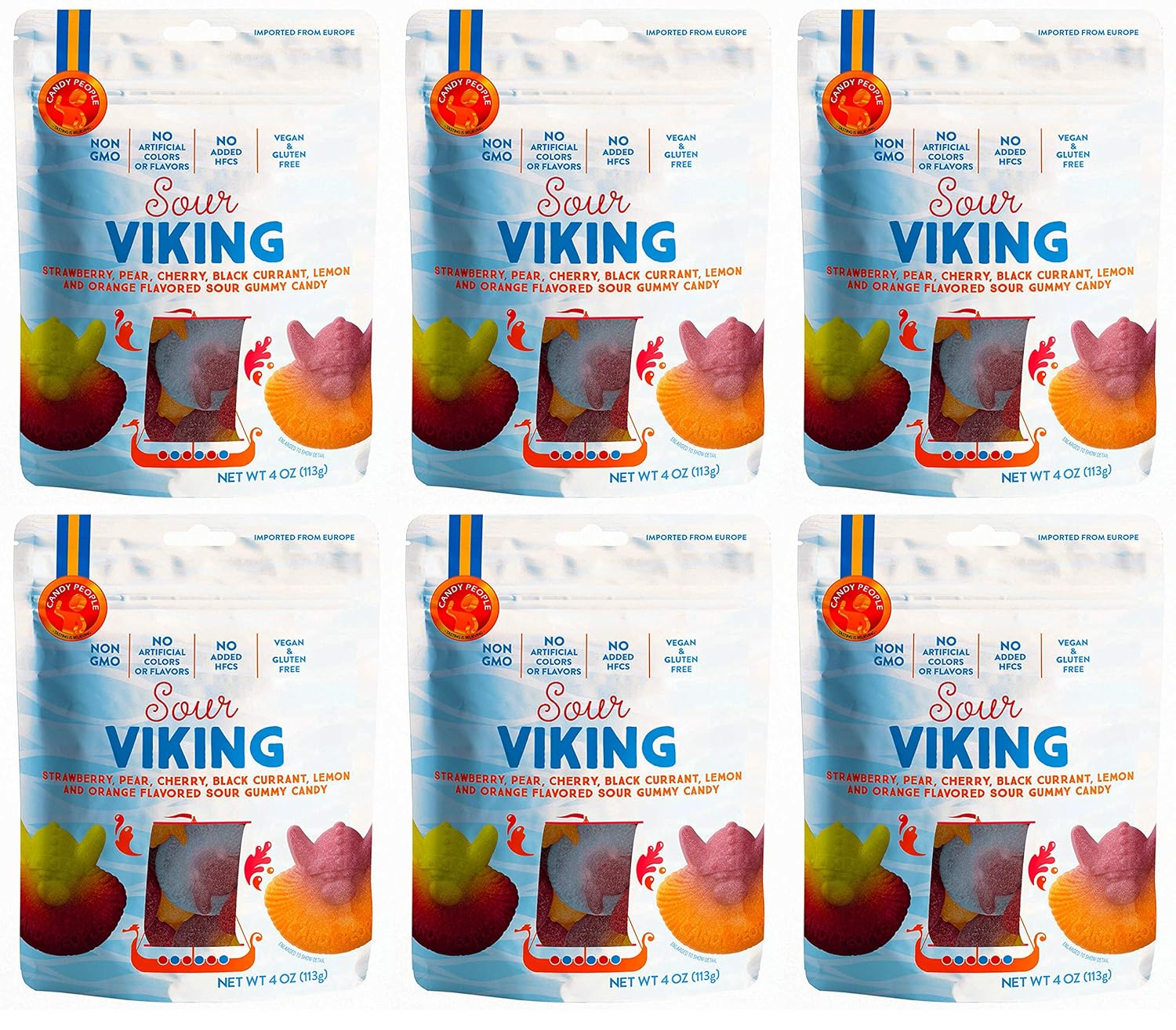 Amazon.com : Candy People Sour Viking Swedish Gummy Candy Non-GMO Vegan ...