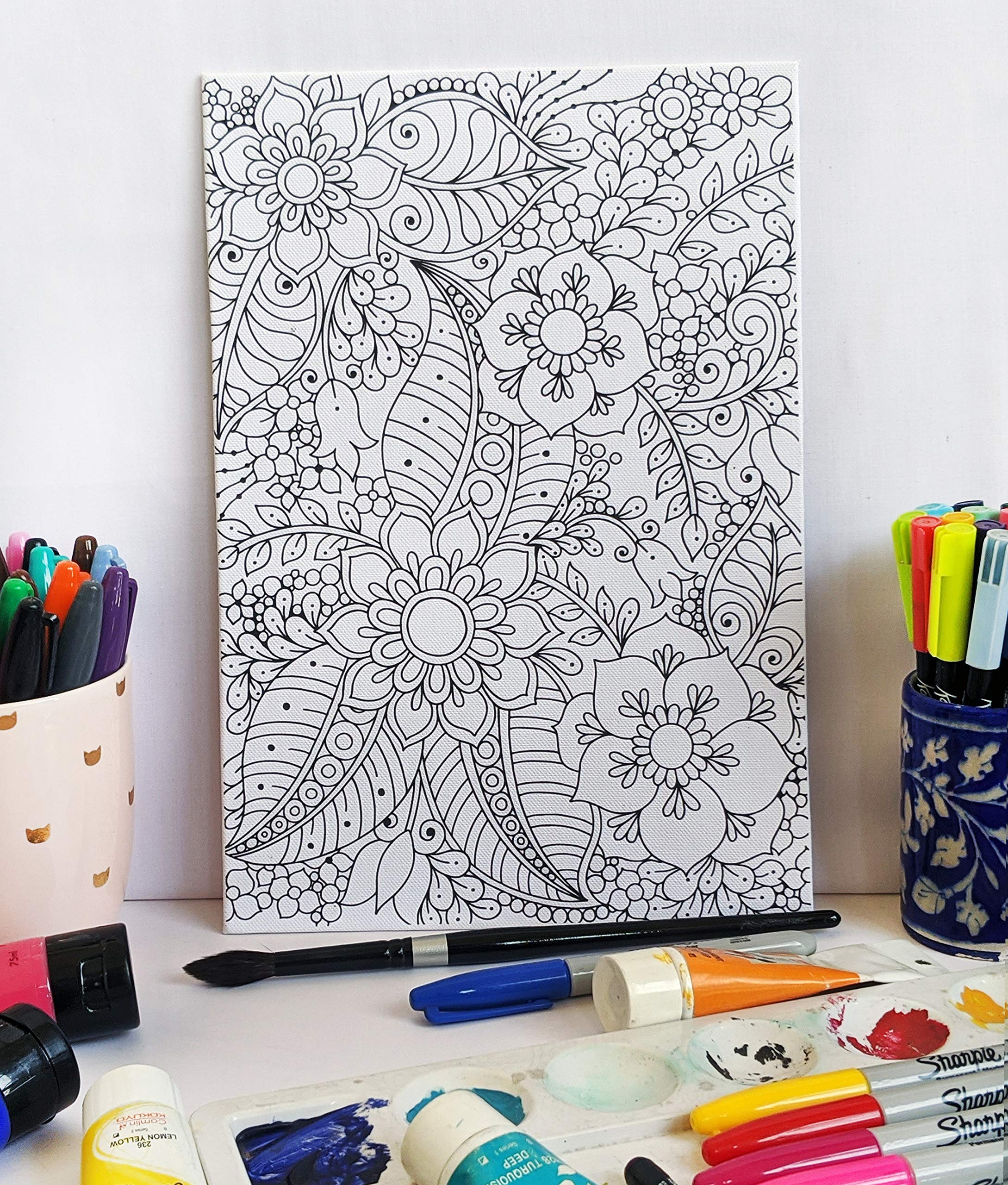 Forest Adult Coloring Canvas, Stretched primed canvas to color | 8 x 12 ...
