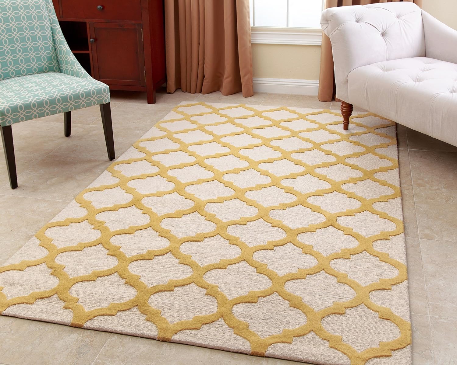 Amazon.com: Abbyson Hand-Tufted Gabrielle New Zealand Wool Rug, Yellow