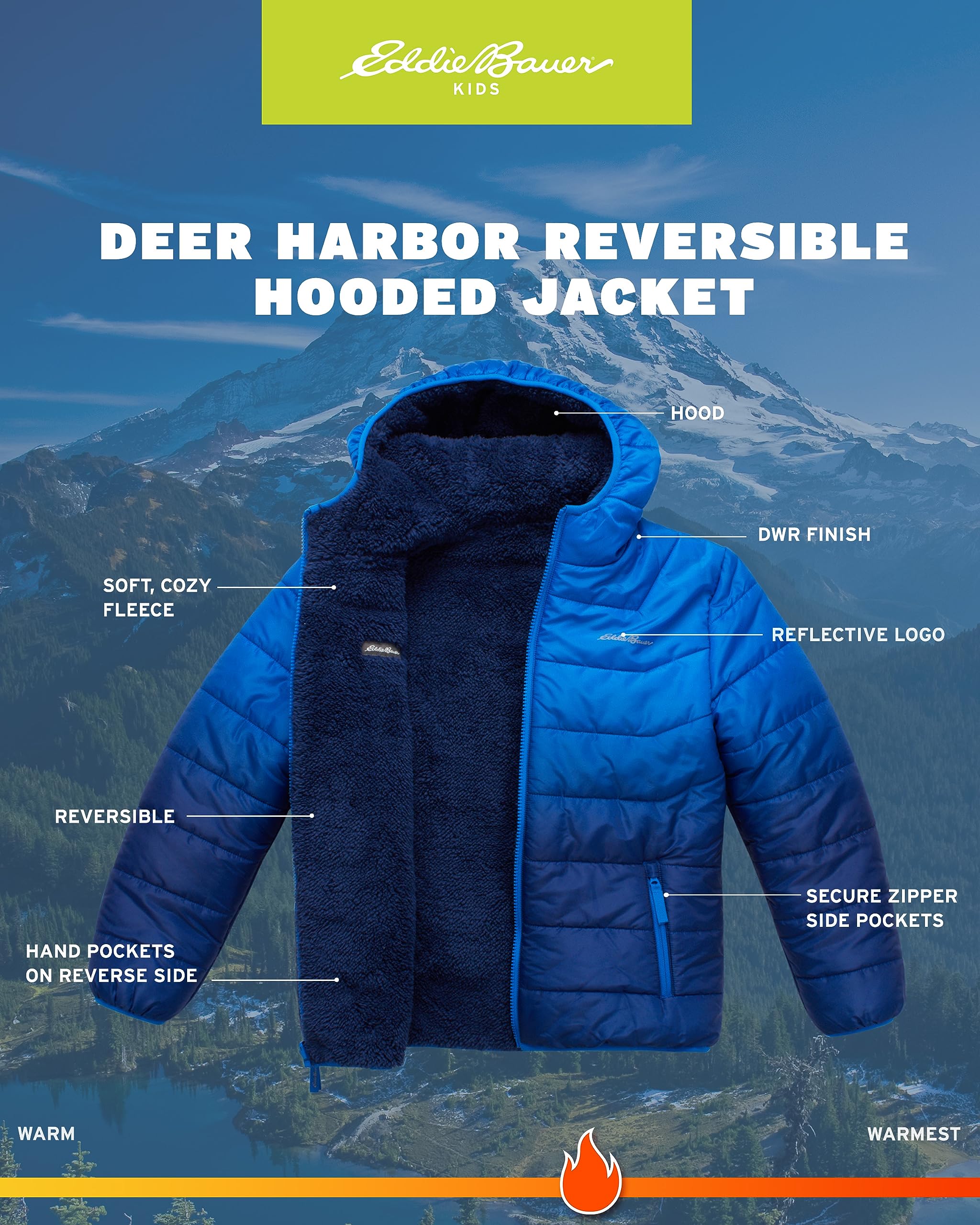 Snapklik.com : Eddie Bauer Boys Reversible Jacket - Waterproof ...