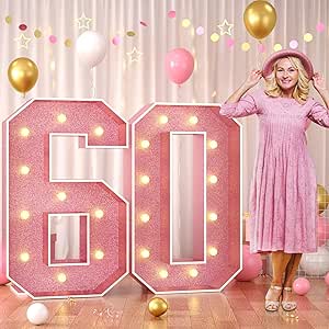 Amazon.com: Paready 4FT Marquee Light up Numbers 60 Rose Gold, Marquee ...