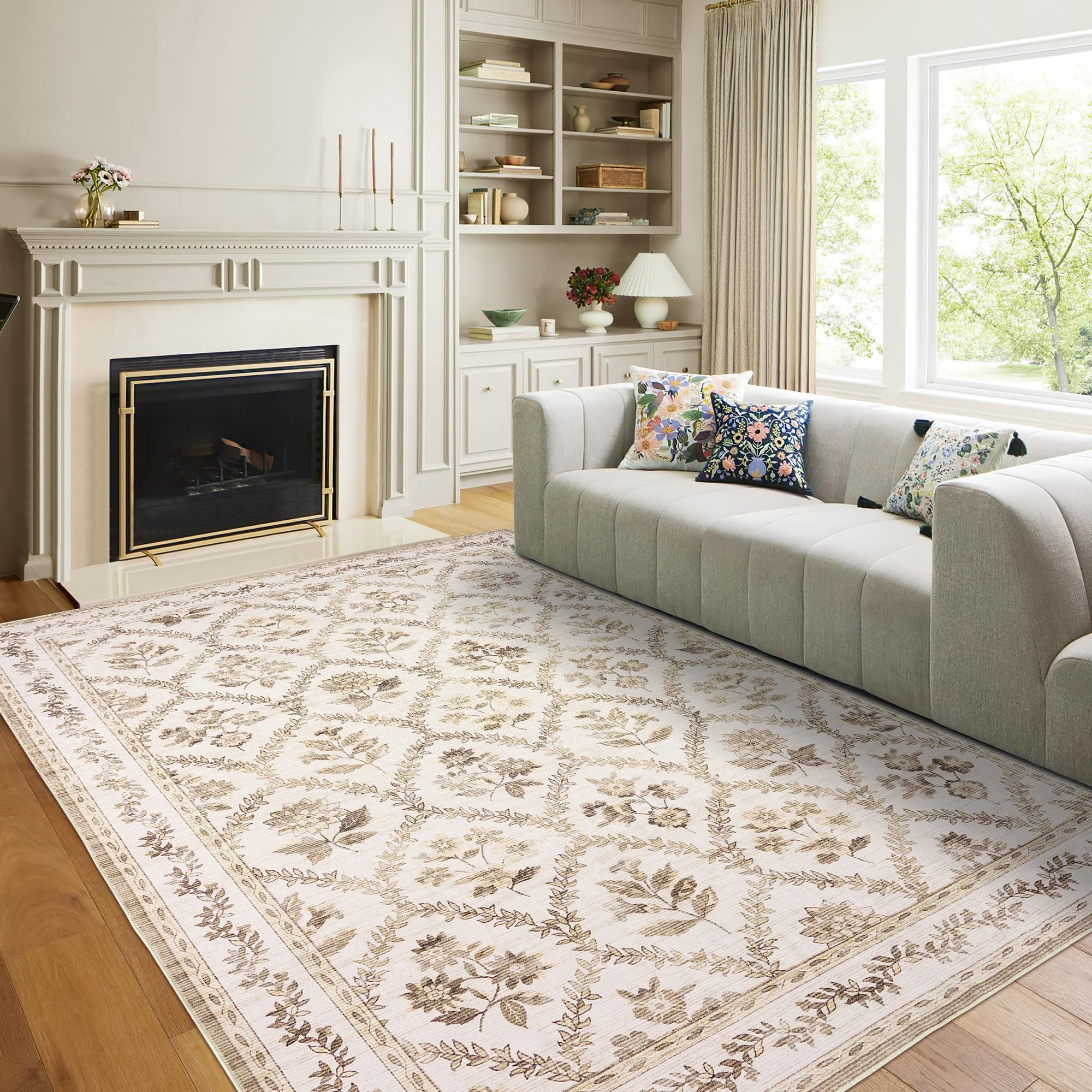Amazon.com: Tan Brown Rugs for Living Room 5x7 Boho Beige Khaki Coffee ...