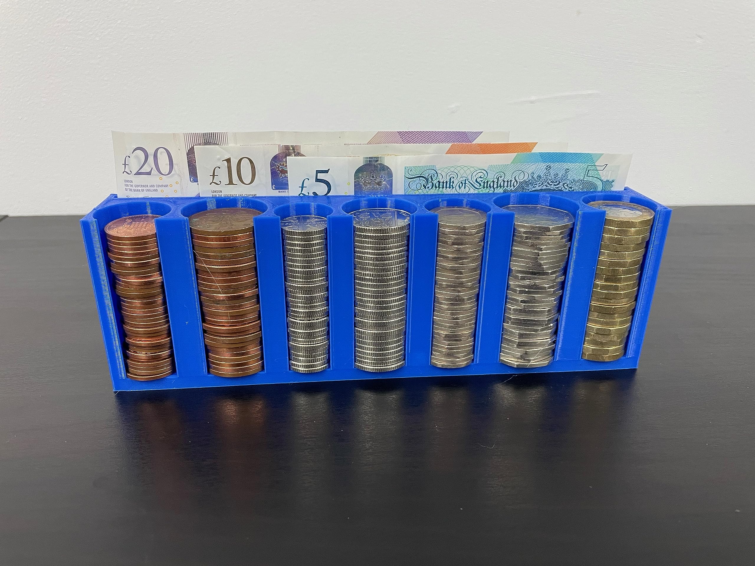 Coin Cash Note Money Organiser Mini Storage Holder Sorter Savings Blue ...