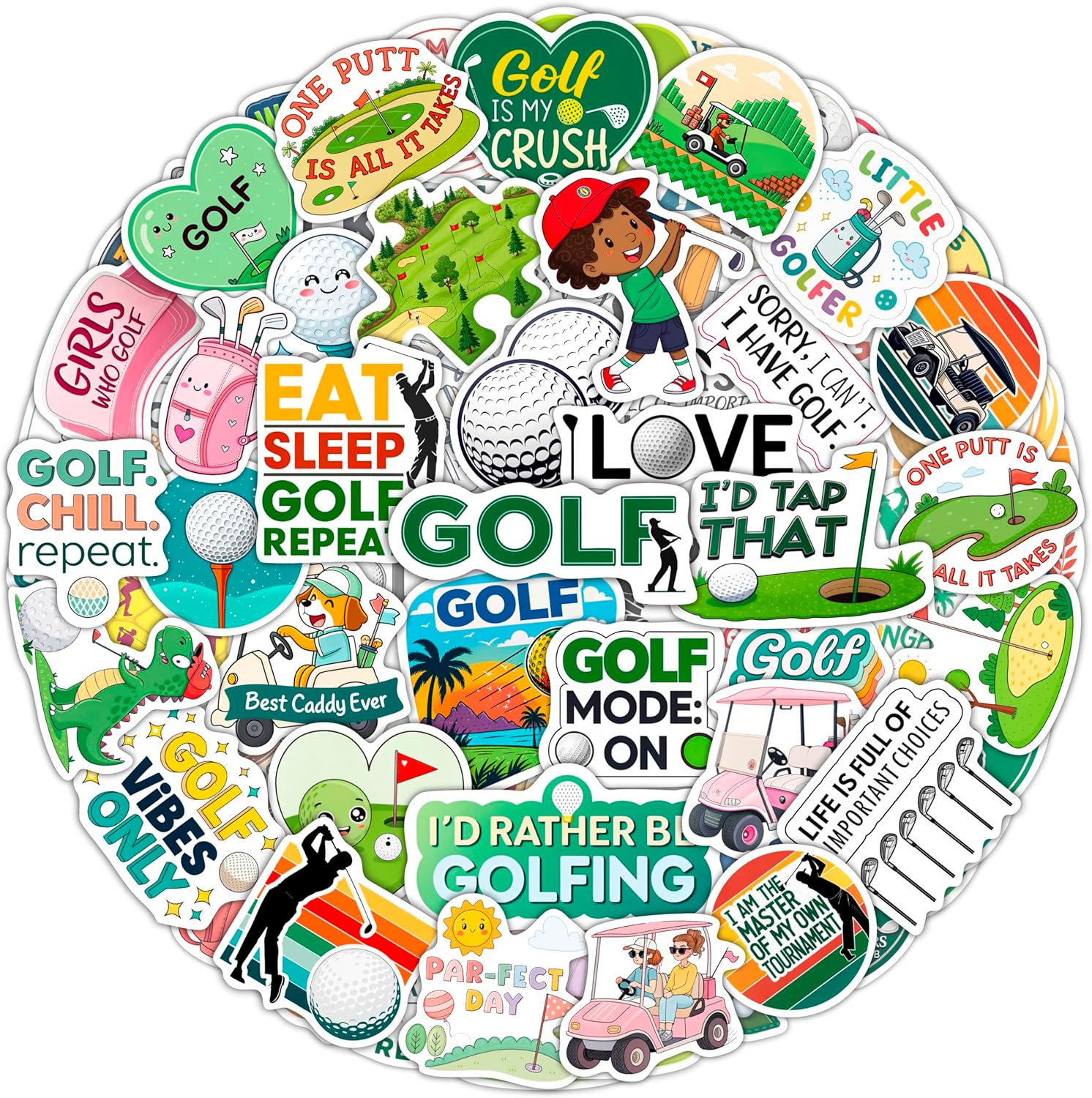 Amazon.com: 100Pcs Funny Golf Stickers for Water Bottle, Cart, Laptop ...