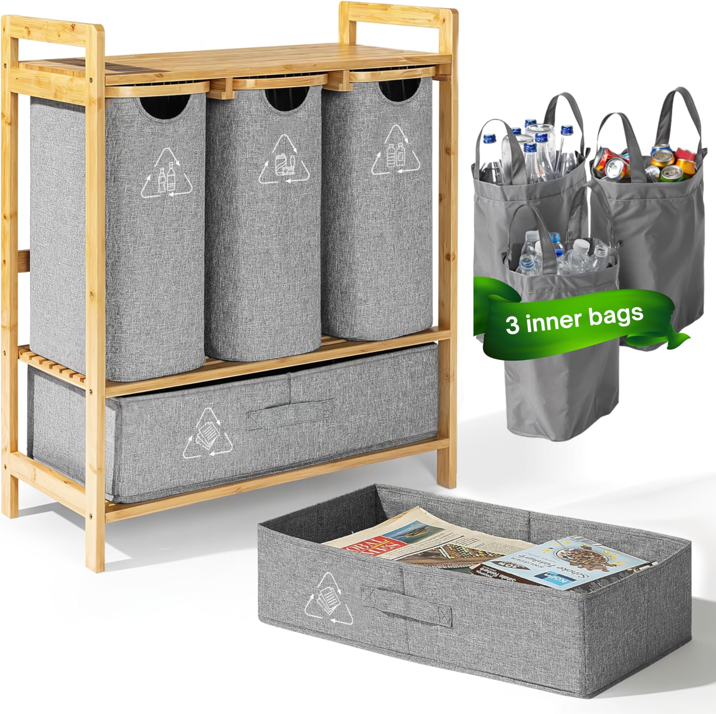 Amazon.com: Glad Link & Sort 36 Gallon Waste and Recycle Center - 3x12G ...