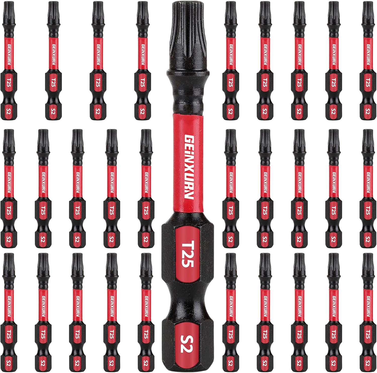 GEINXURN 30 Pieces T25 2 In. Impact Tough Magnetic #25 Torx Head Power ...