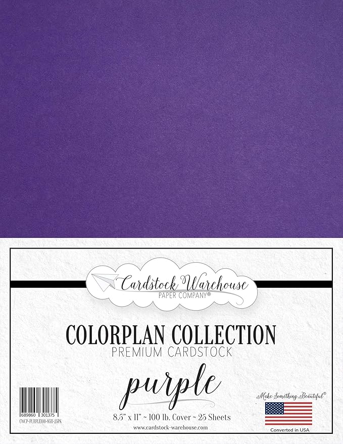 Amazon.com: Cardstock Warehouse Colorplan Purple - 8.5 x 11" - 100 Lb ...