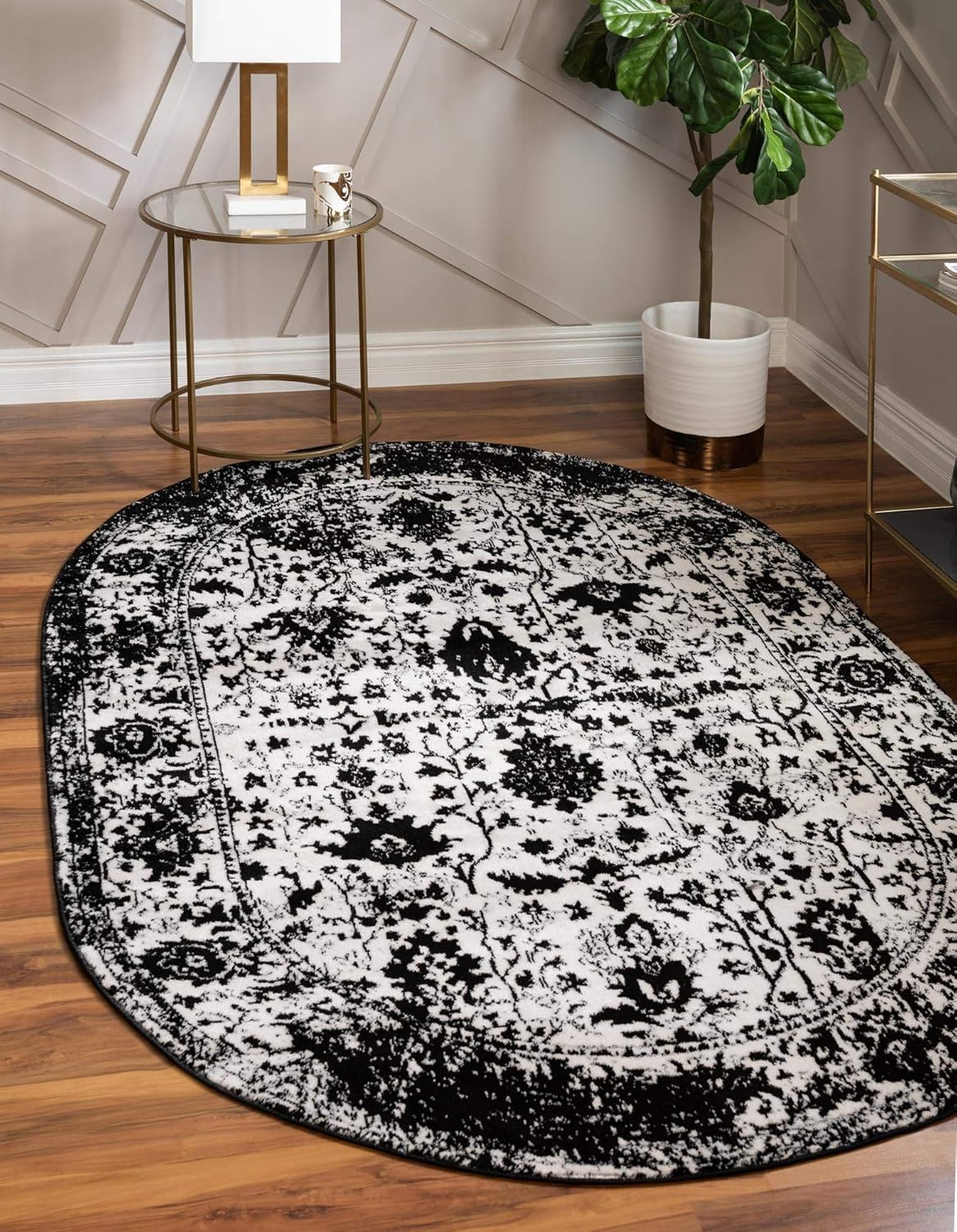 Amazon.com: Rugs.com Oregon Collection Rug – 3' x 5' Oval Black and ...