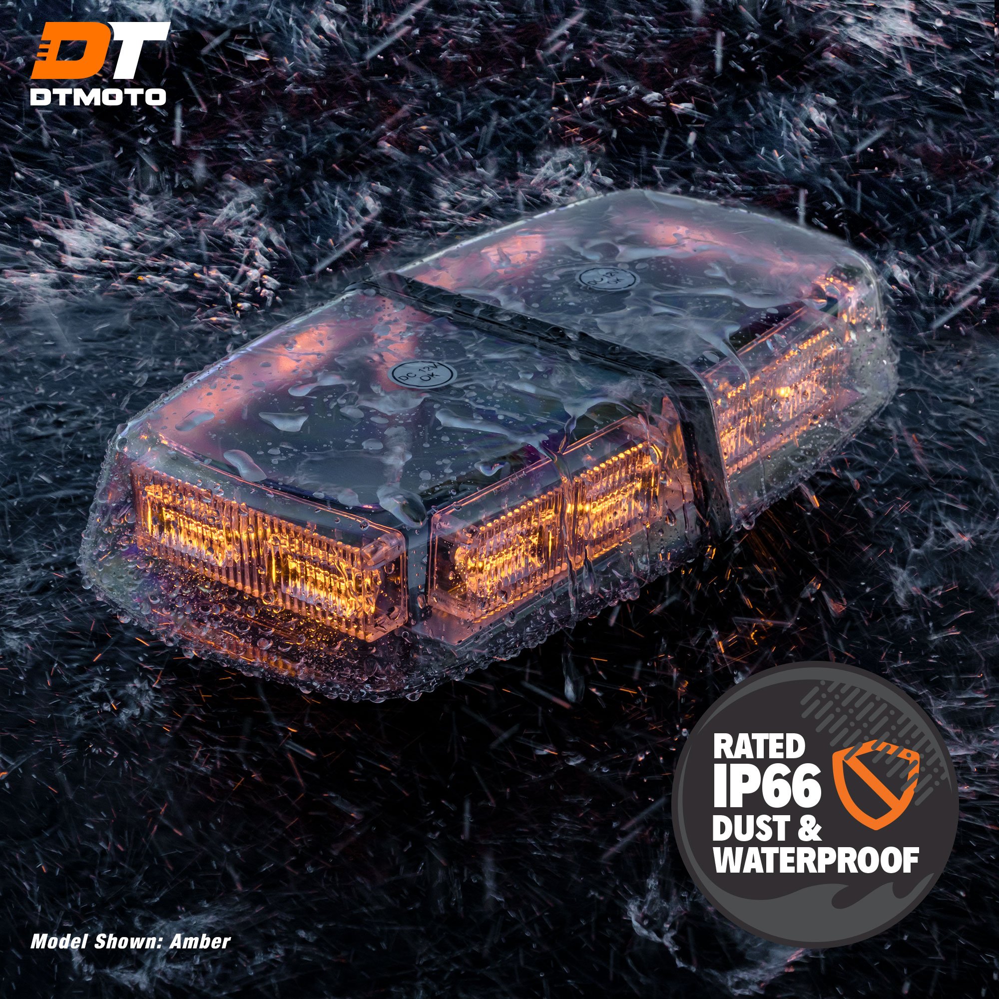 12" 36W Amber LED Strobe Flashing Mini Light Bar - Waterproof Magnetic ...