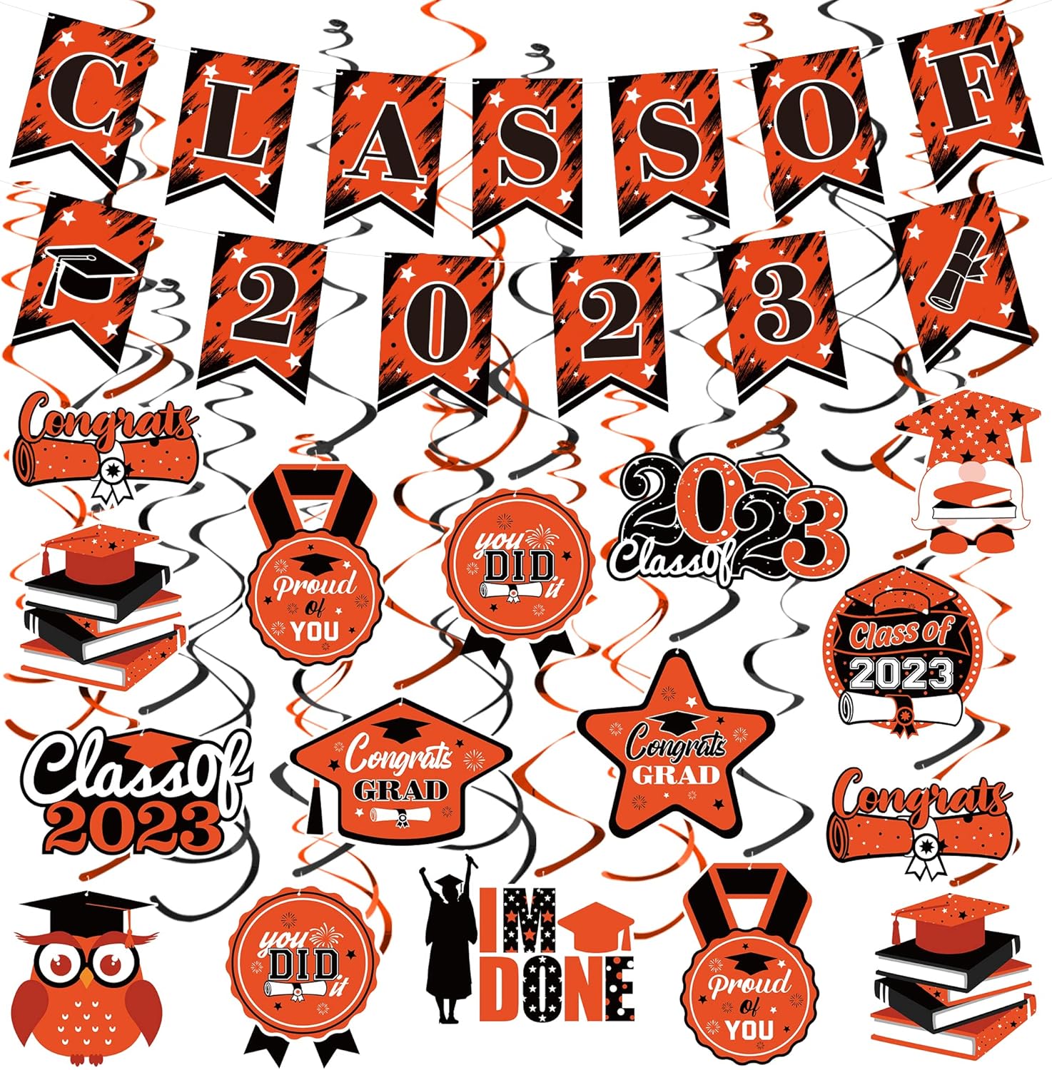 Amazon.com: Graduation Party Decoration 2023, Graduation Hanging Swirl ...