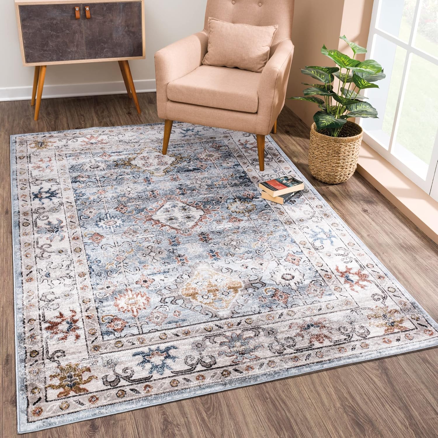 Bloom Rugs Alfombra de 8 x 10 pulgadas, color azul claroóxido con ...