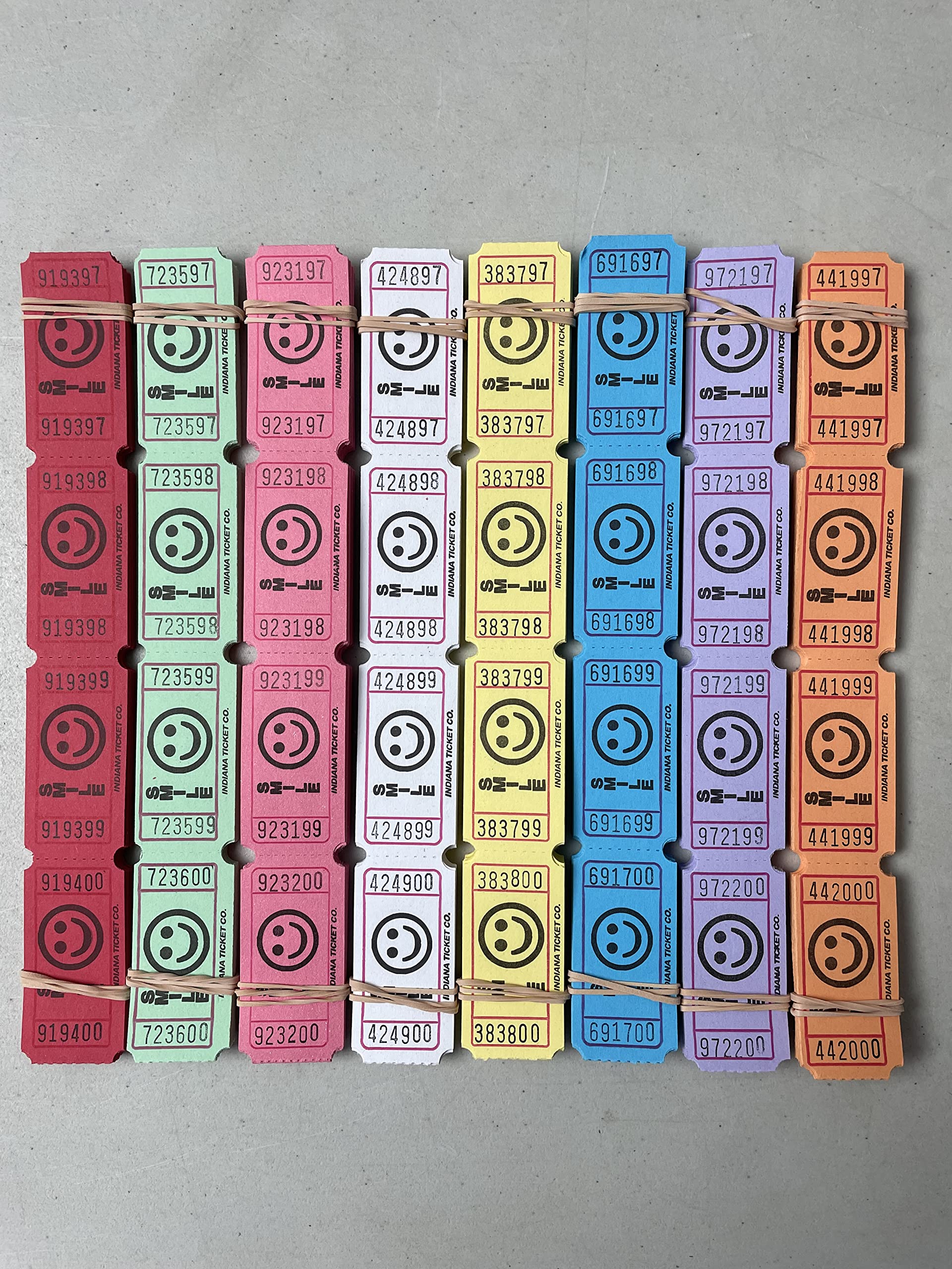 Amazon.com : Smile Face Single Stub Tickets 8 Colors Included 100 Each ...