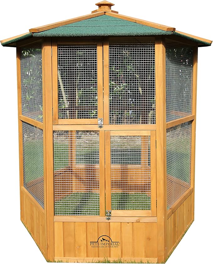 Pets Imperial® Regis Wooden Bird Aviary Flight Cage - Garden Outdoor ...