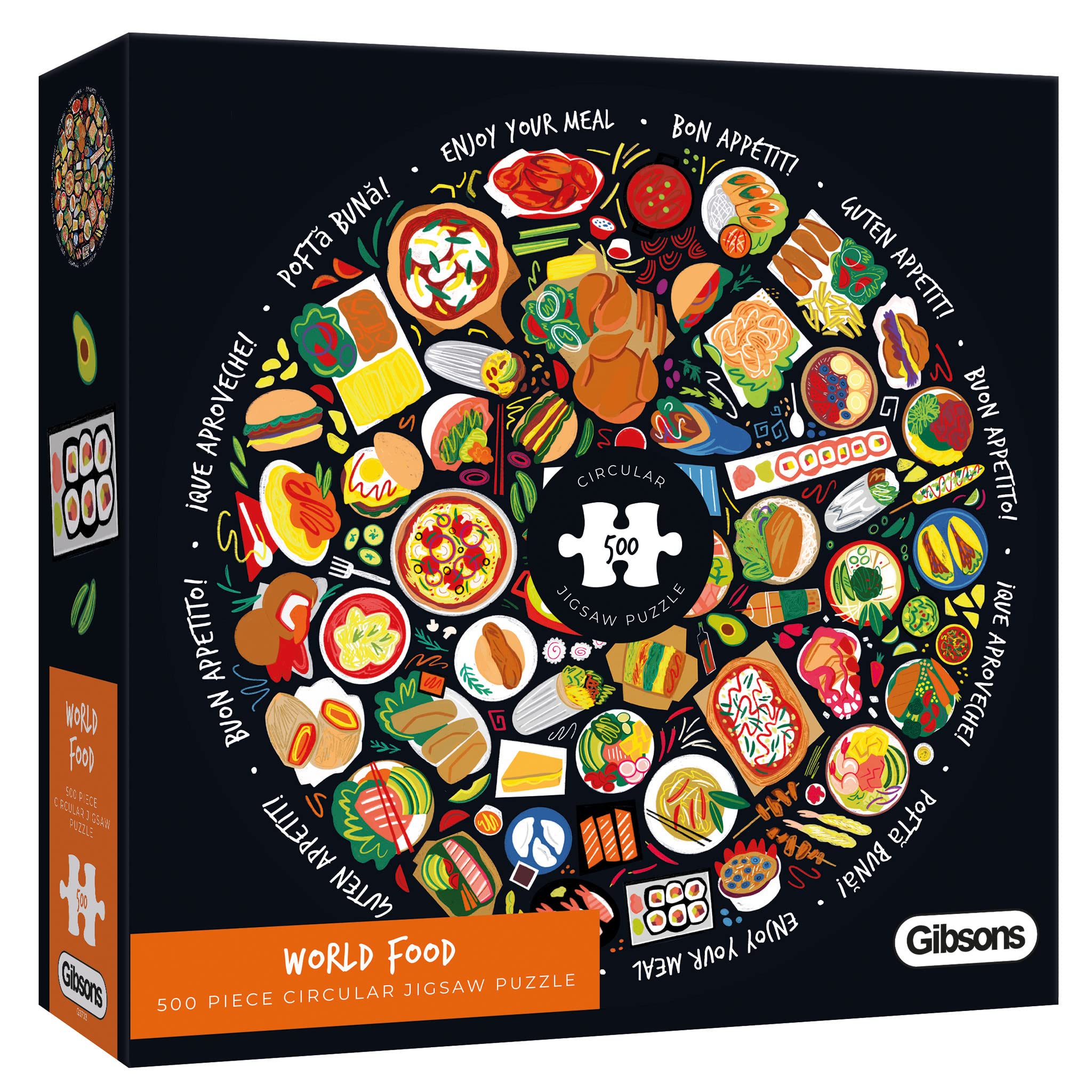 World Food Circular 500 Piece Jigsaw Puzzle | Round Jigsaw Puzzle ...