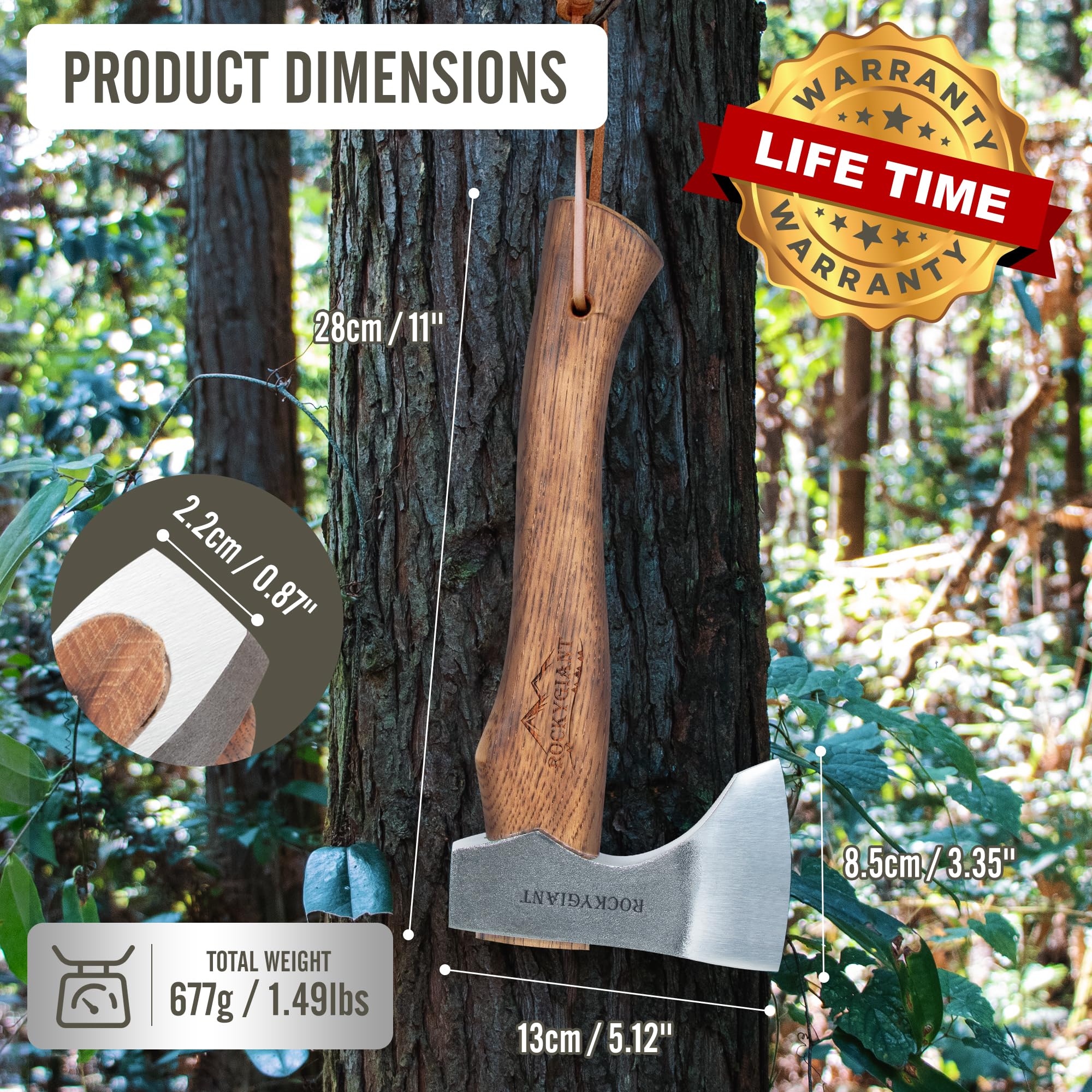 Buy ROCKYGIANT 15'' Hatchet Axe, Camping Axes for Chopping, Limbing or ...